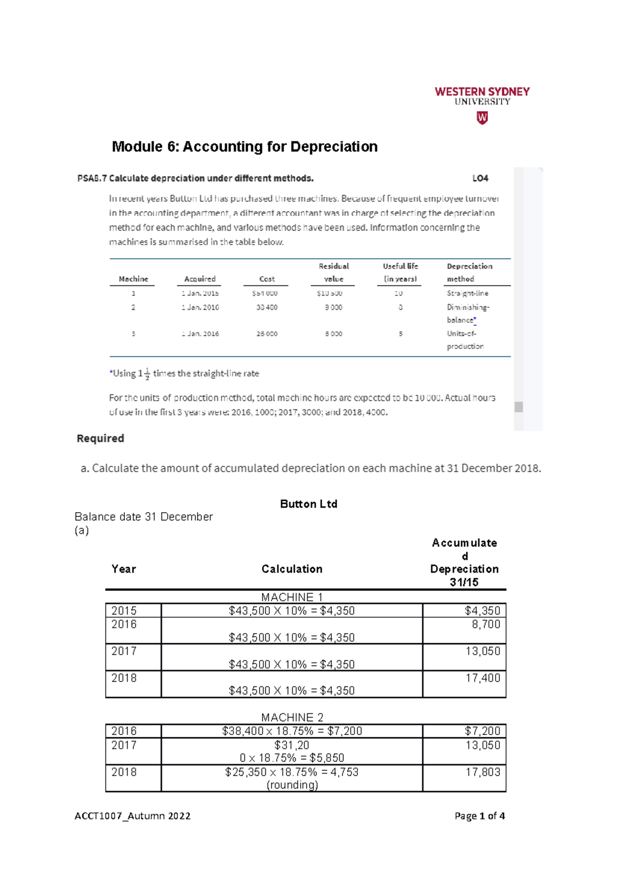Module 6 - Workshop solutions after a lecture in Financial Accounting ...
