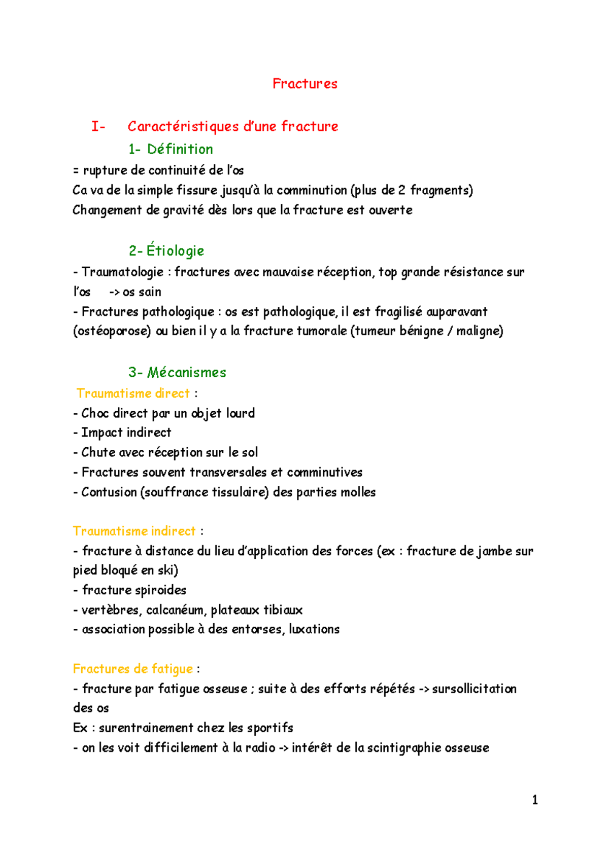 Fractures Cours infirmière - Fractures I- Caractéristiques d’une ...