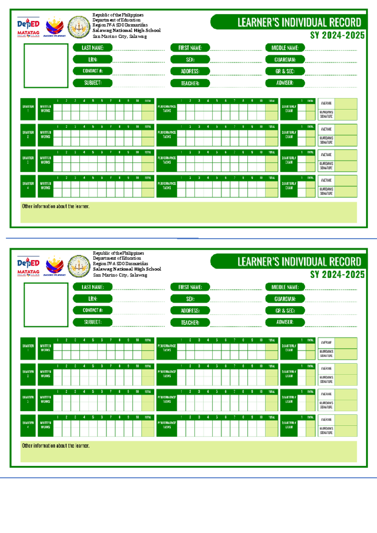 Class-CARDss - students Performance report - Filipino 101 - Republic of ...