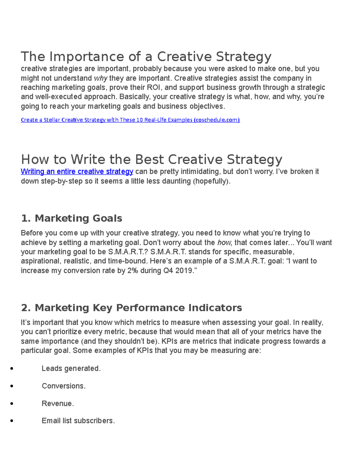 The Importance of a Creative Strategy - The Importance of a Creative ...