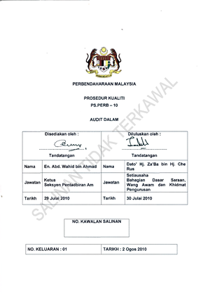 Audit dalaman - Sistem Pengurusan Halal Malaysia 2020 32 Lampiran E ...