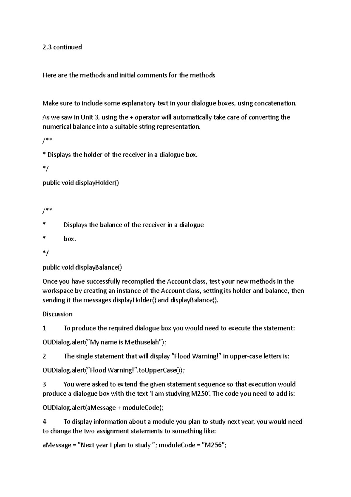 Unit 5 - 2.3 continued - in depth notes on the units in the M250 module ...