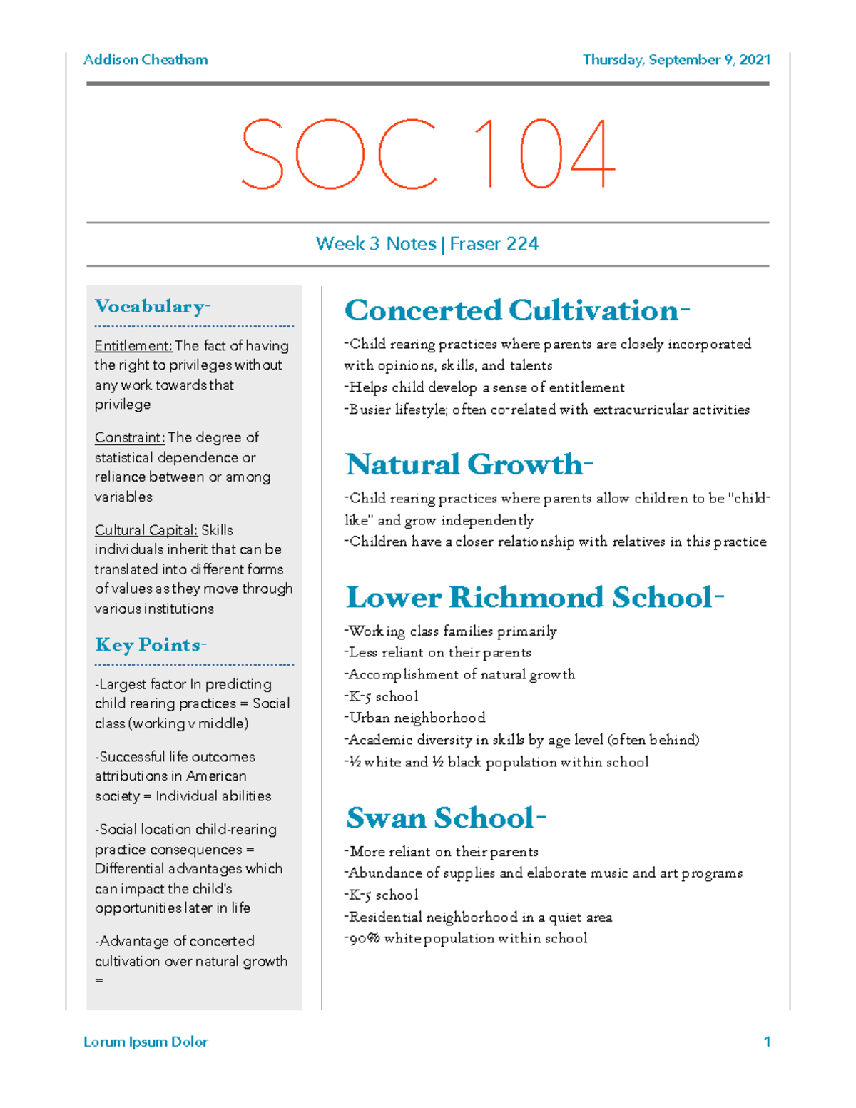 Week 3 - SOC 104 - Chapter 3 Intro to Soc - Addison Cheatham Thursday ...