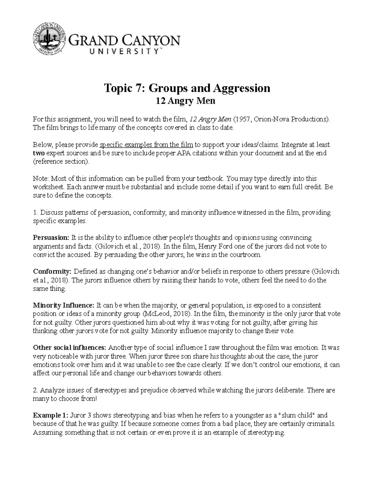 PSY362-RS-12Angry Men - Topic 7: Groups and Aggression 12 Angry Men For ...