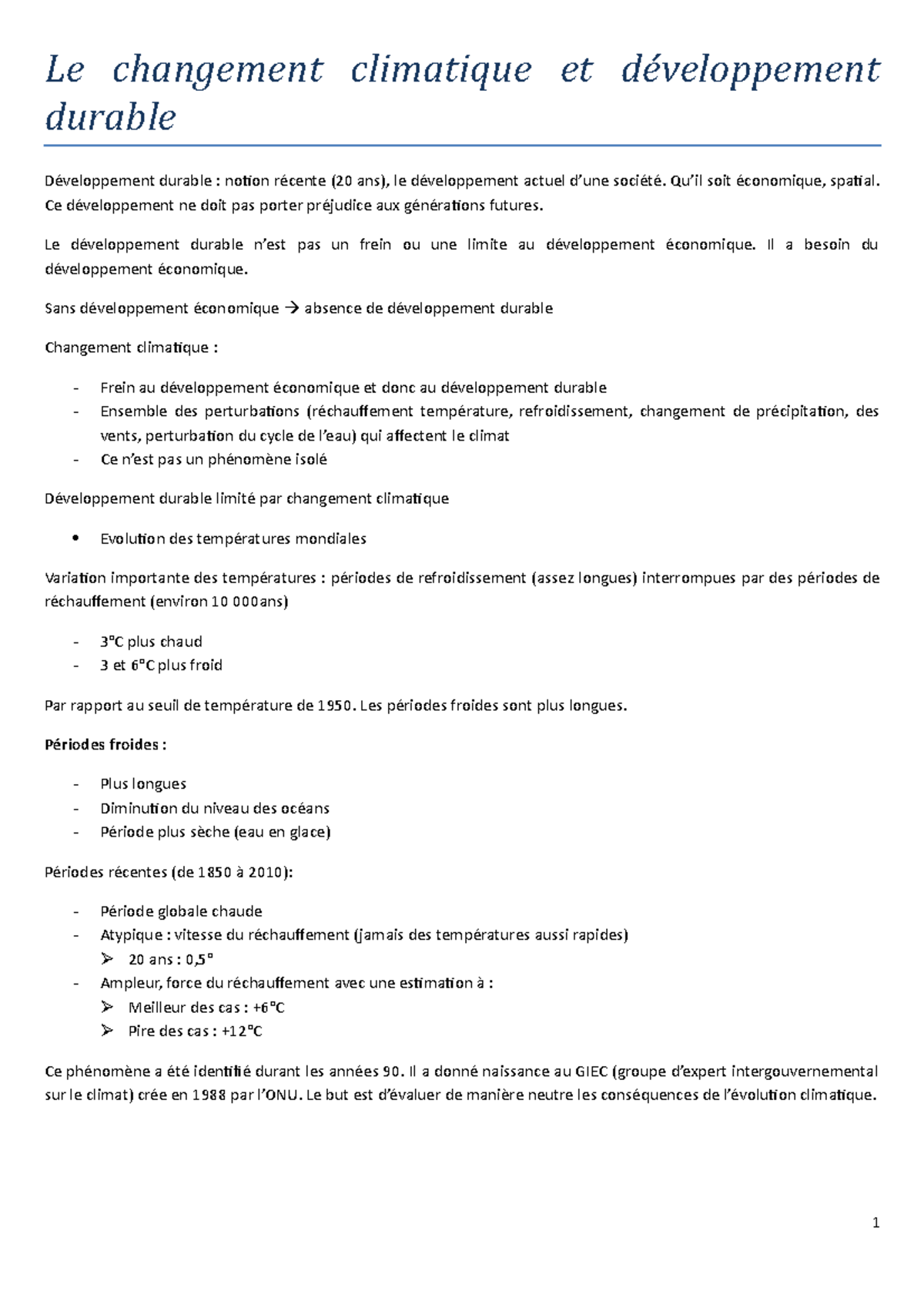 Chapitre 5 - cours complet - Le changement climatique et développement ...
