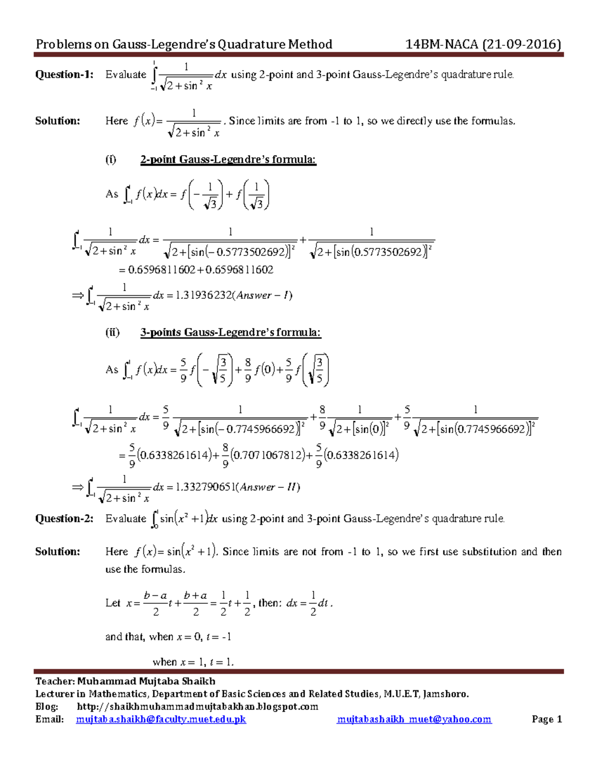 2016 14BM Gauss-Legendre's Example - Problems on Gauss-Legendre’s ...