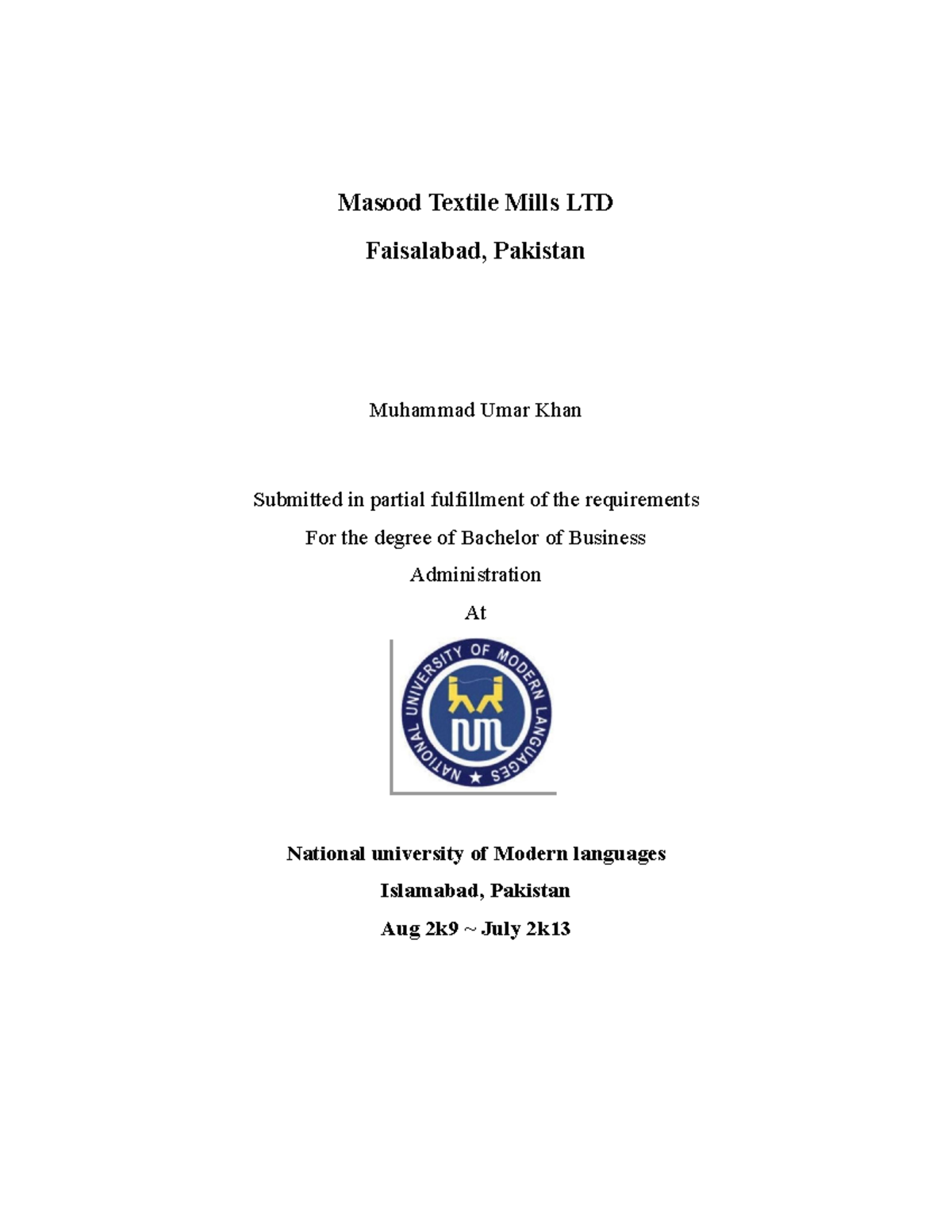 168497881 Masood Textile mills report - Masood Textile Mills LTD ...