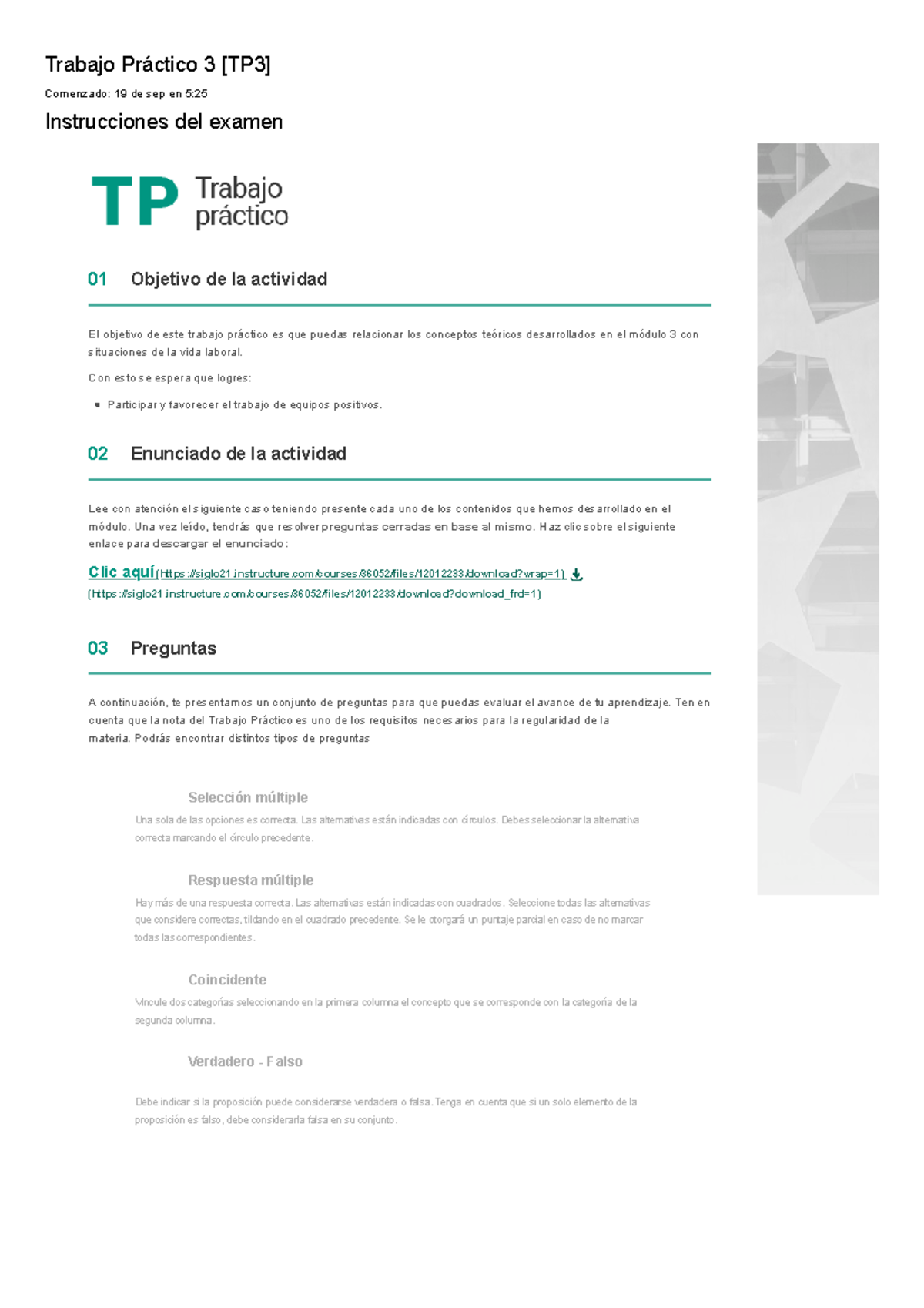 Grupo y liderazgo 95 [TP3] - Trabajo Práctico 3 [TP3] Comenzado: 19 de sep en 5: Instrucciones ...