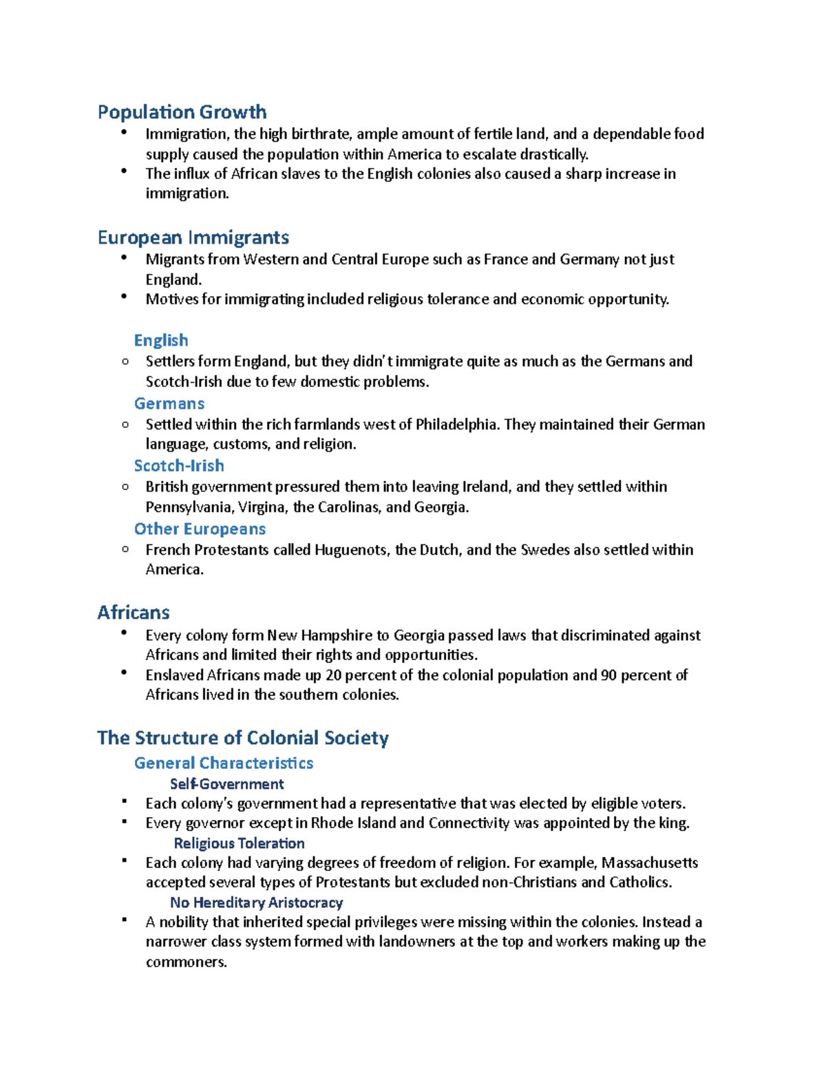 2 - A detailed unit guide on the APUSH readings for APUSH. - Population ...