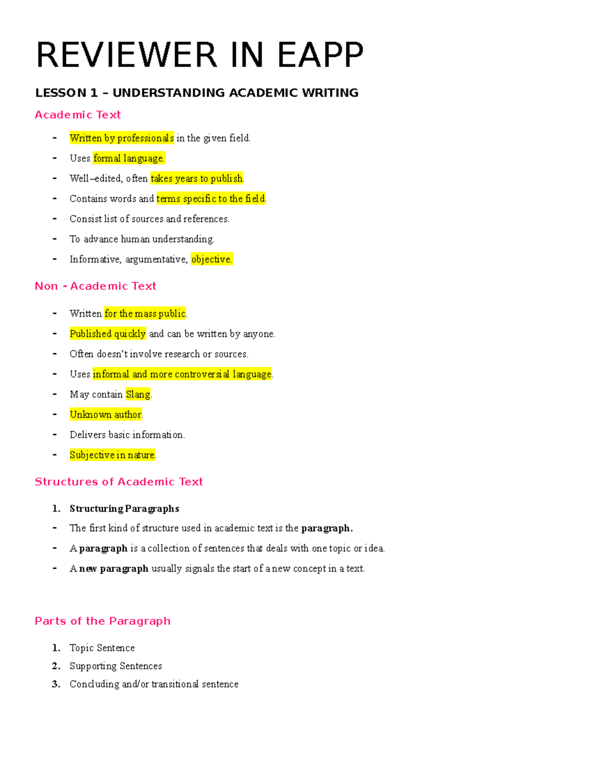 Reviewer IN EAPP - Hope this helps :)) - REVIEWER IN EAPP LESSON 1 ...