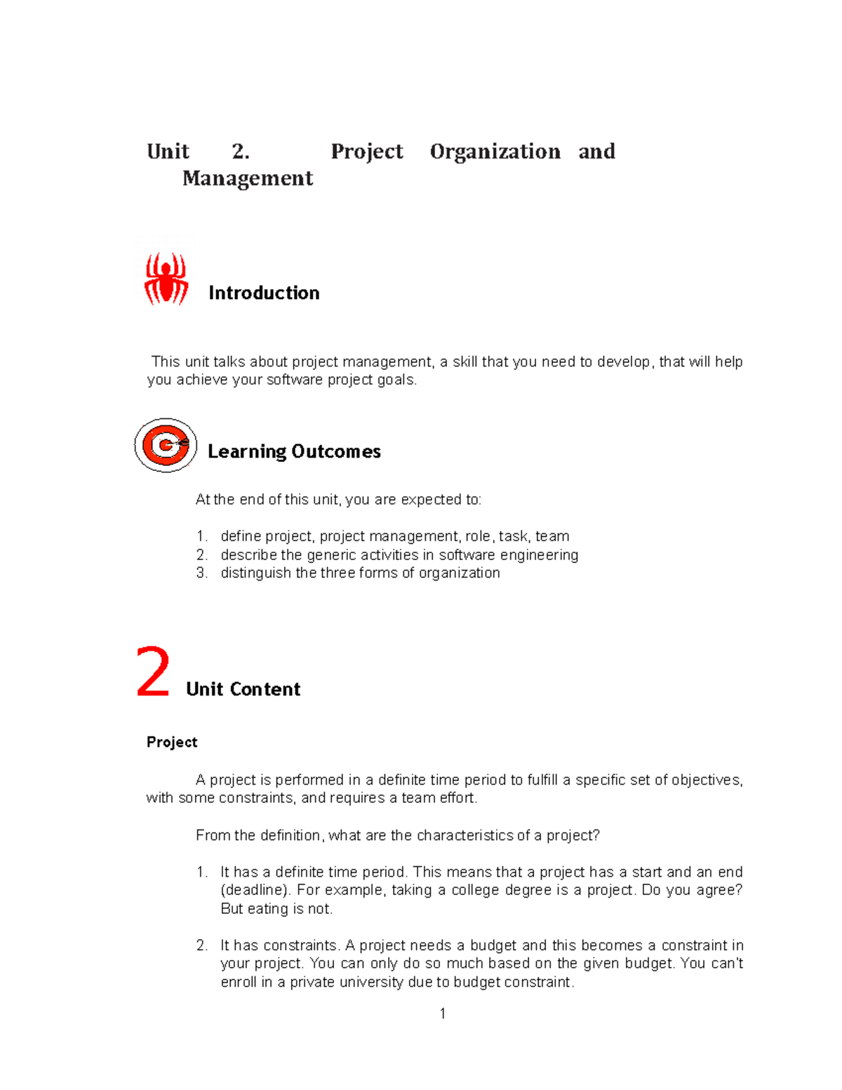 Unit 2 - Project Org - Unit 2. Project Organization and Management ...