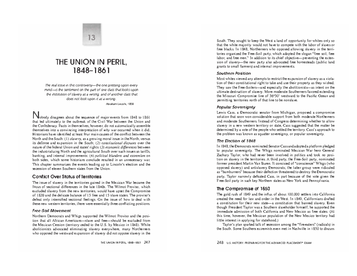 AMSCO APUSH 13 PDF - 13 South. They sought to keep the West a land of ...