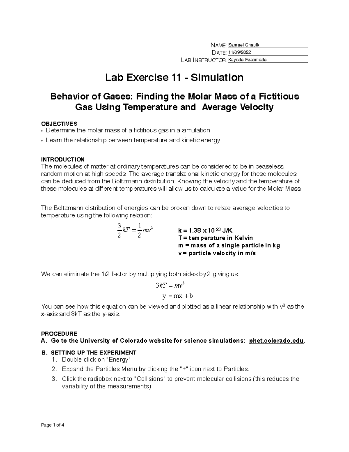 Lab 11-Molar Mass of a Gas Simulation - NAME ...
