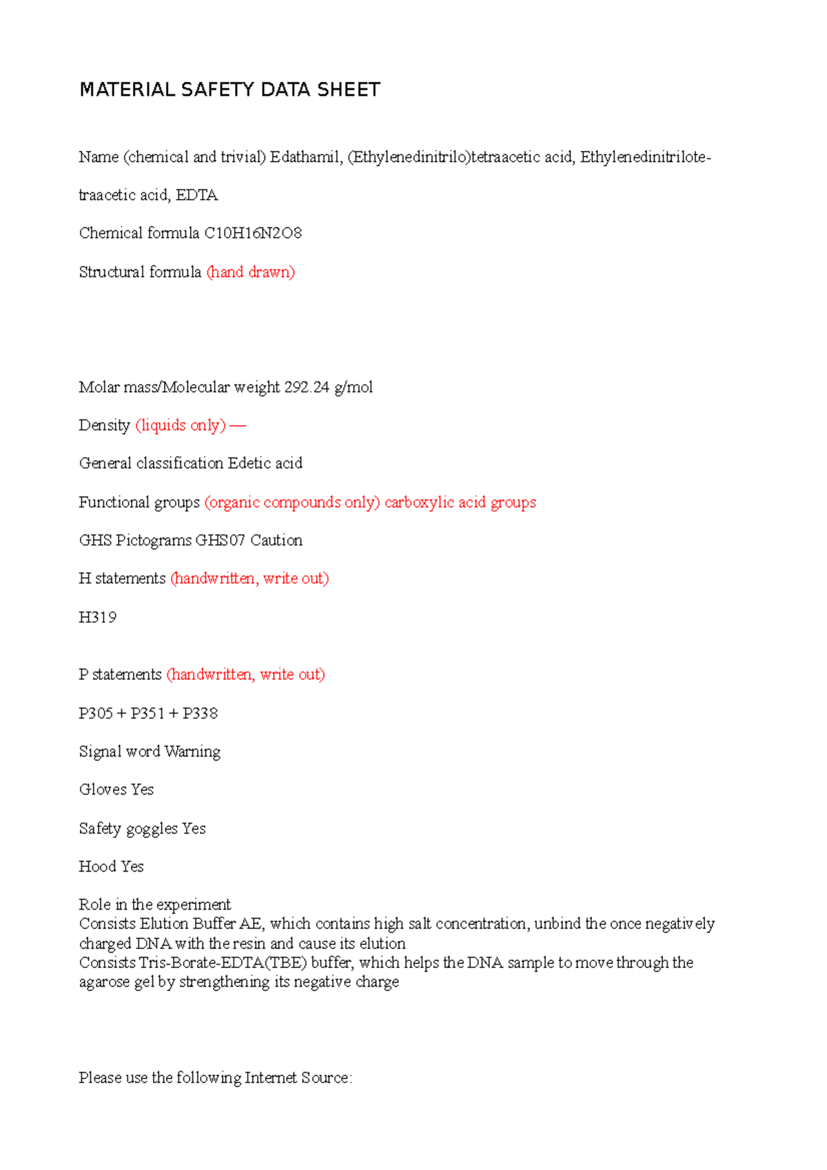 Cellbio Ex 4MSDSedta - MSDS SHEET - MATERIAL SAFETY DATA SHEET Name ...
