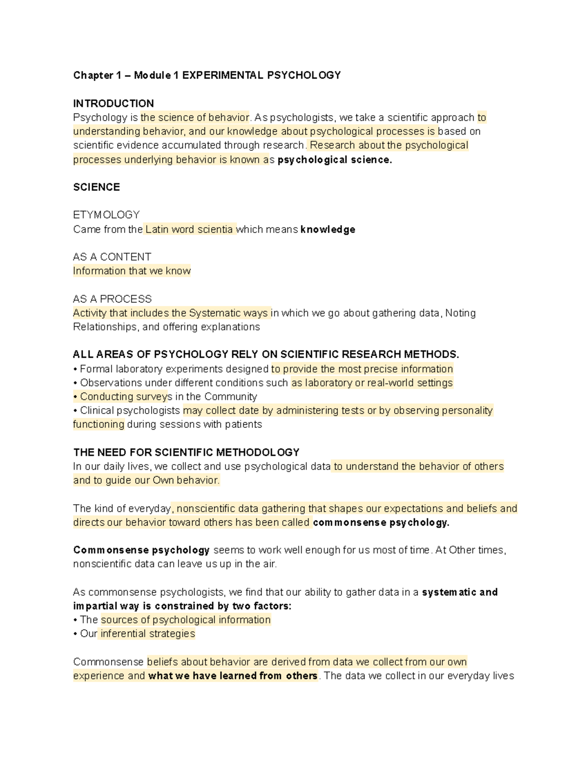 Expepsy - REVIEWER - Chapter 1 – Module 1 EXPERIMENTAL PSYCHOLOGY ...