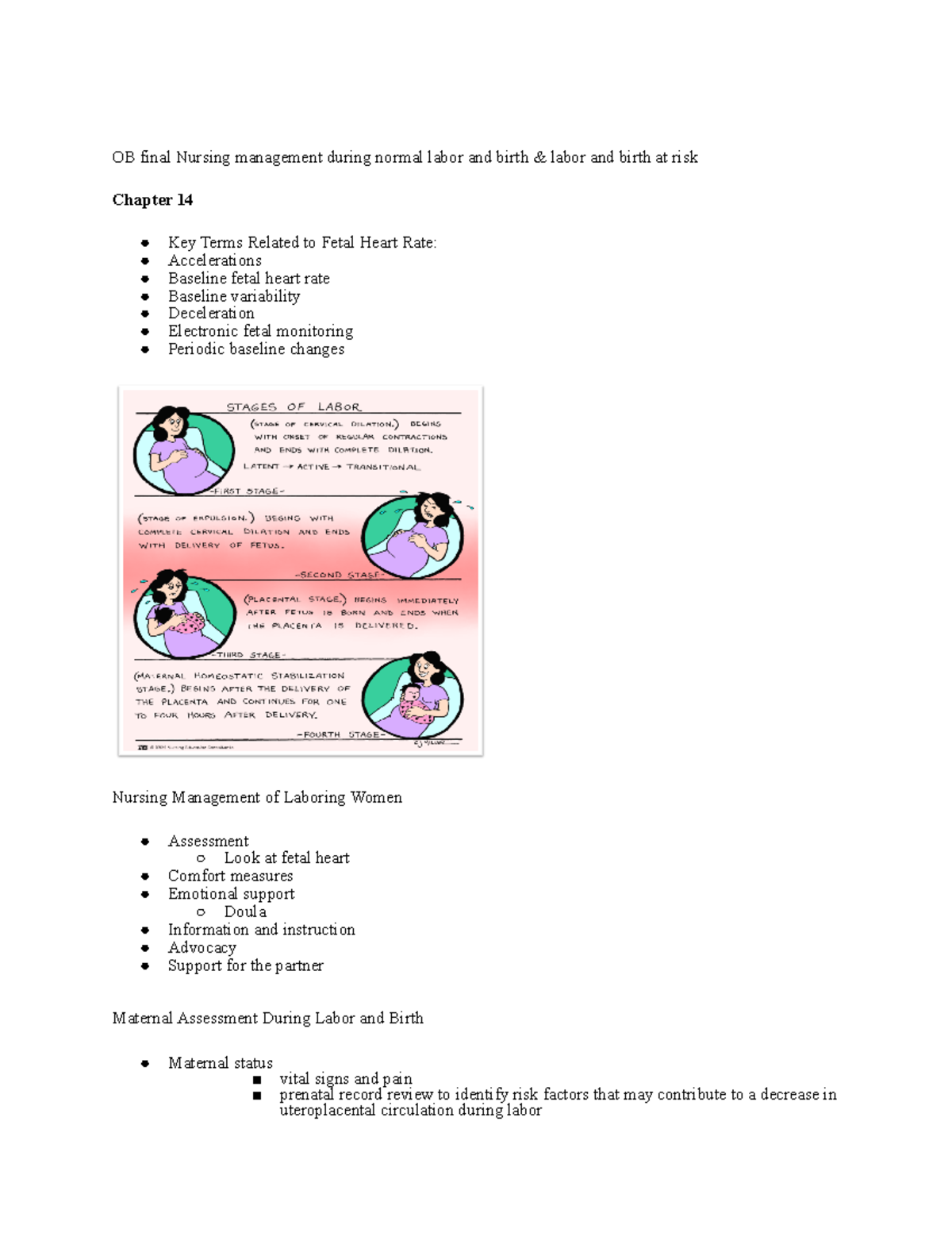 Labor and intra - Summary outline - OB final Nursing management during ...