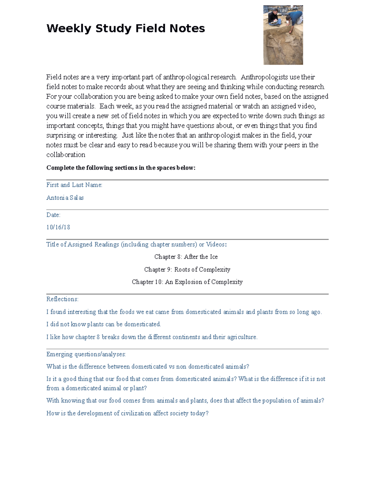 Antonia salas week 4 field notes - Weekly Study Field Notes Field notes ...
