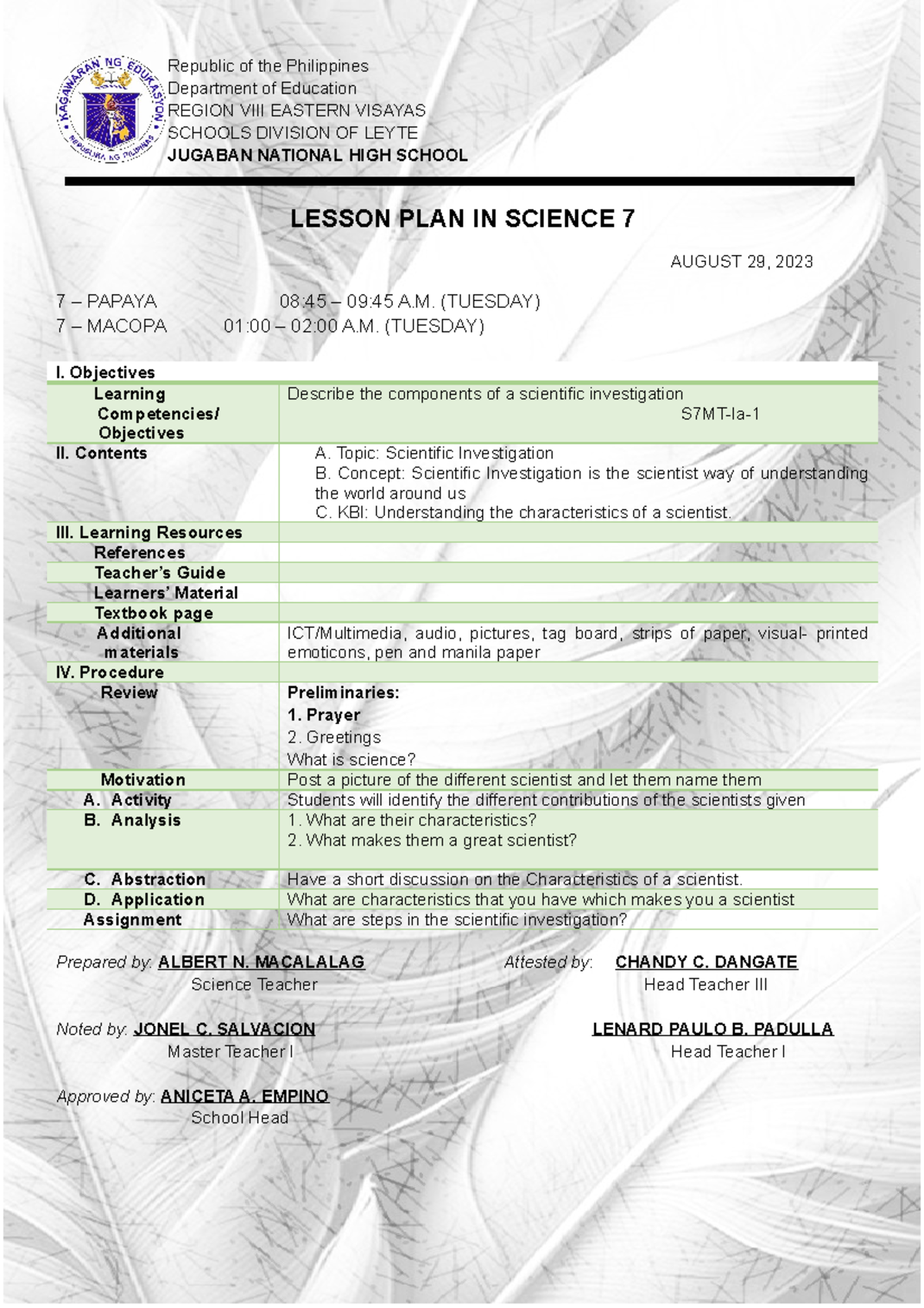 August-29-2023 - grade 7 science first quarter - Republic of the ...