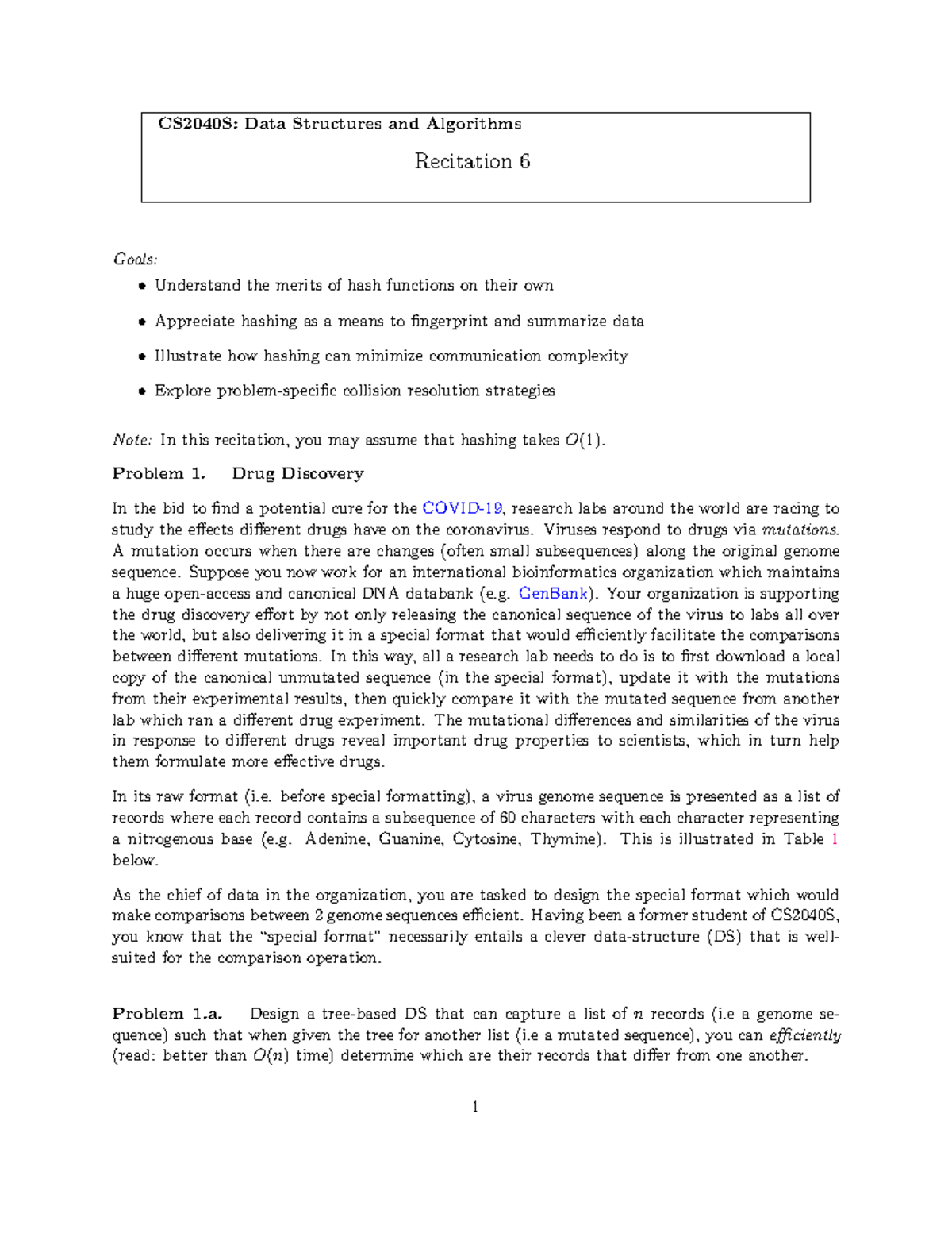 Recitation+06 - CS2040S: Data Structures and Algorithms Recitation 6 Goals: Understand the ...