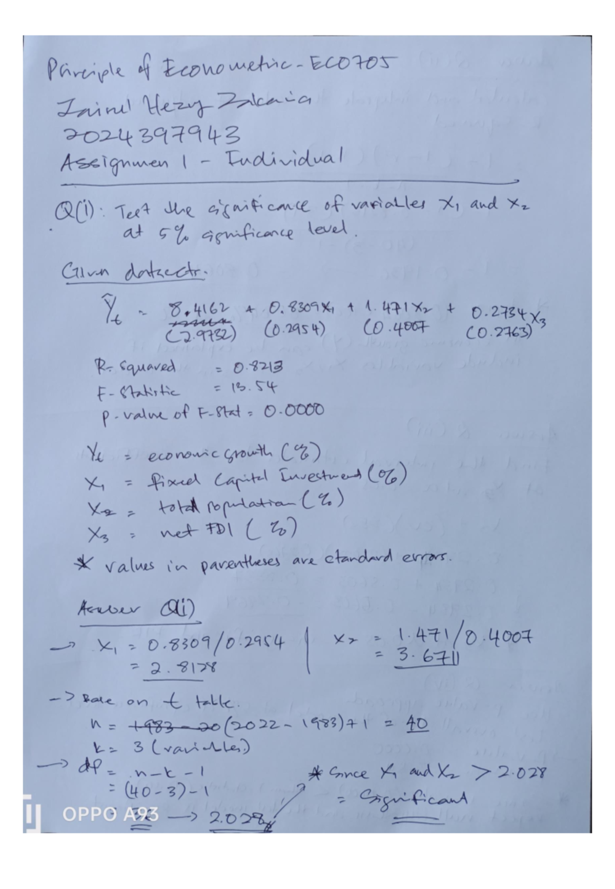 Principal of Econometrics (ECO705) : Regression Analysis Using OLS ...