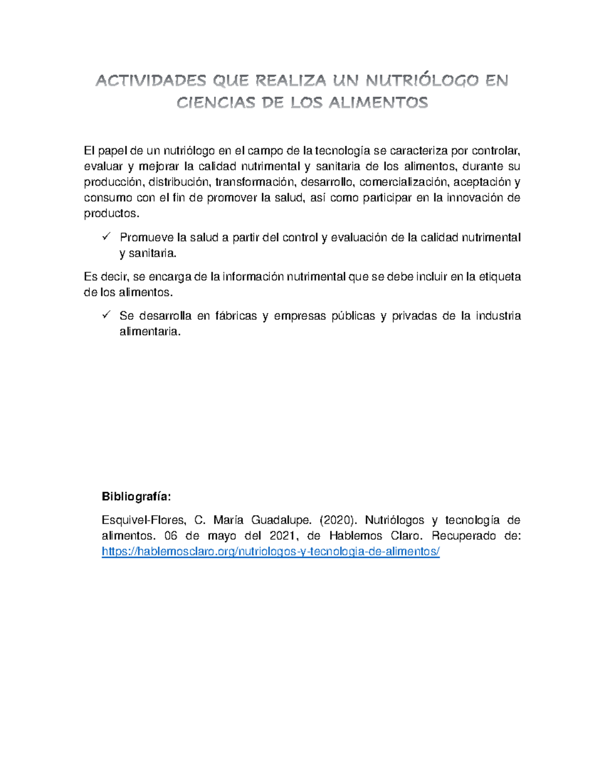 Actividades QUE Realiza UN Nutriólogo EN Ciencias DE LOS Alimentos - El ...