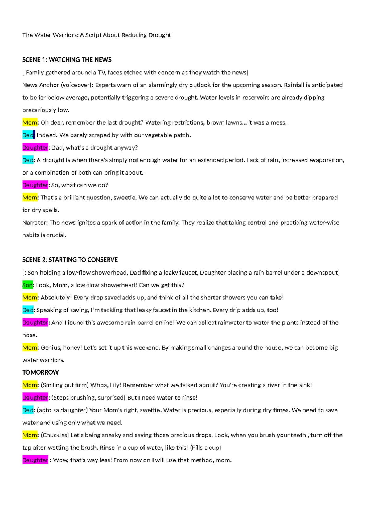 Drrr-Script - script - The Water Warriors: A Script About Reducing ...