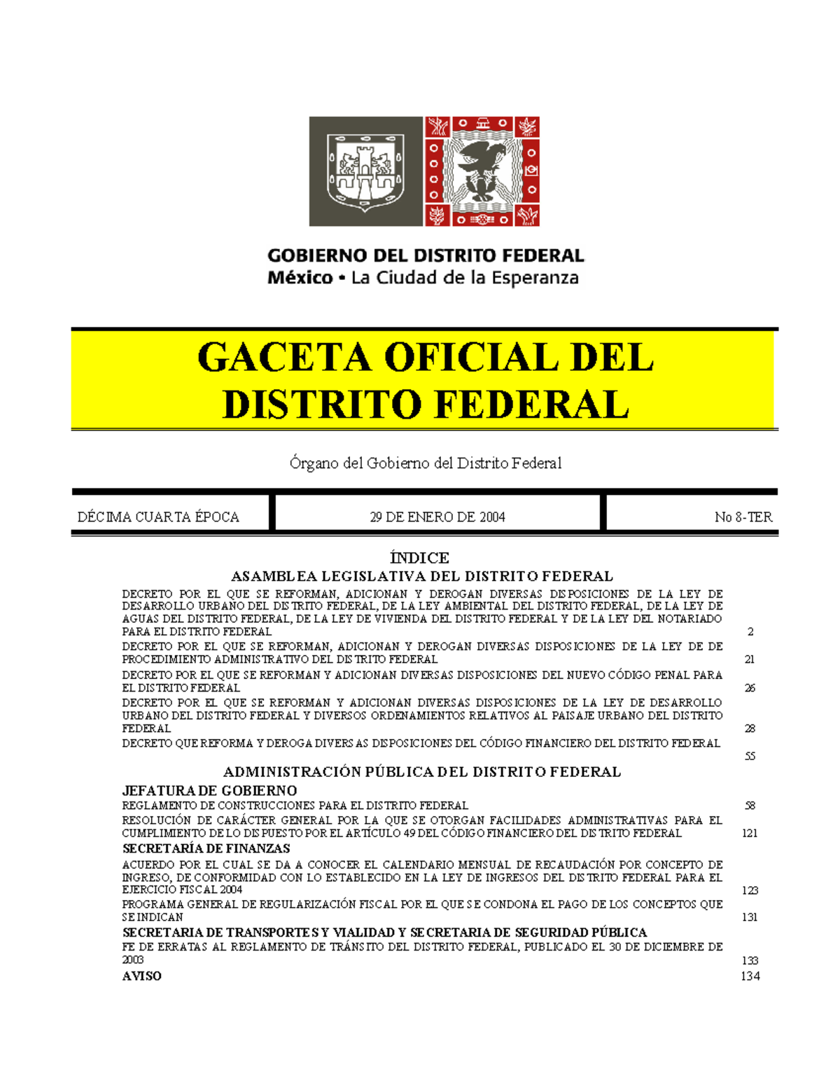 RCDF 2004 - RCDF 2004 - GACETA OFICIAL DEL DISTRITO FEDERAL Órgano del ...