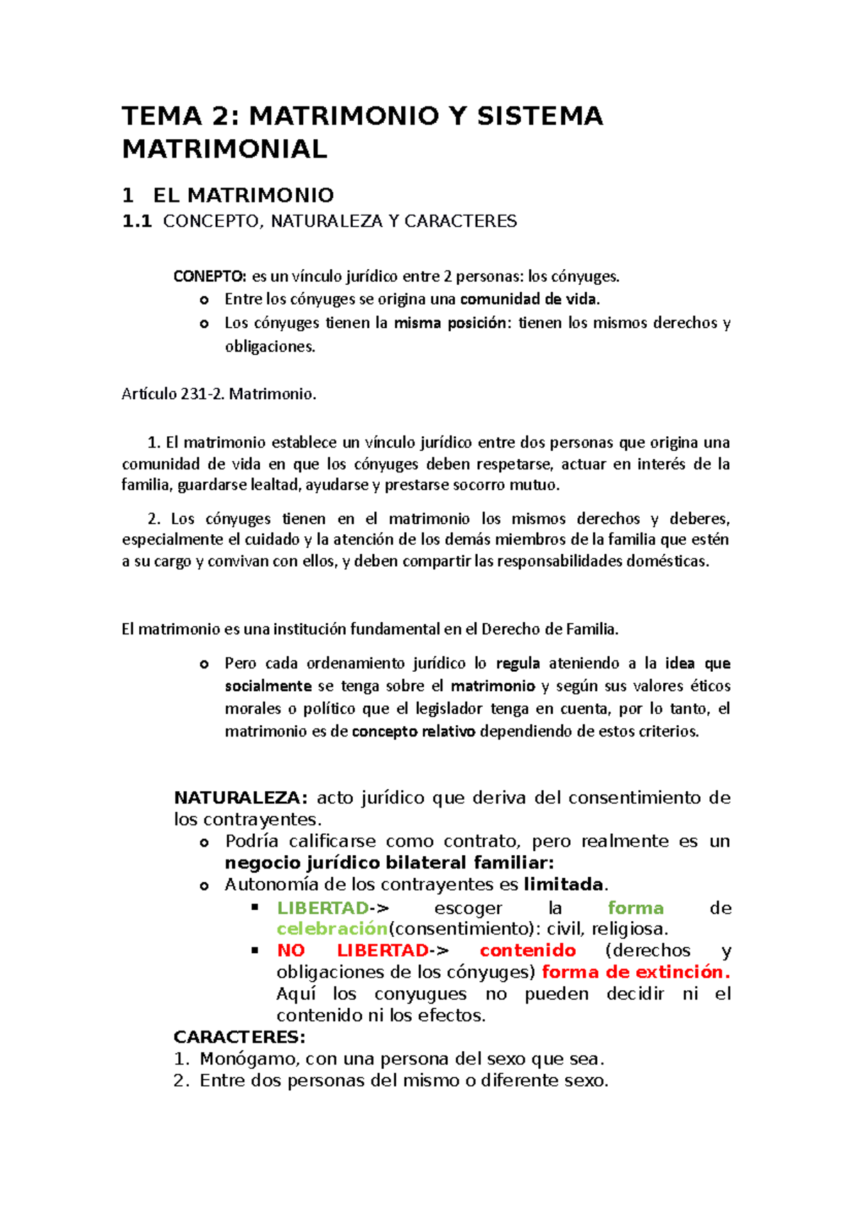 TEMA 2 Derecho DE Familia - TEMA 2: MATRIMONIO Y SISTEMA MATRIMONIAL 1 ...