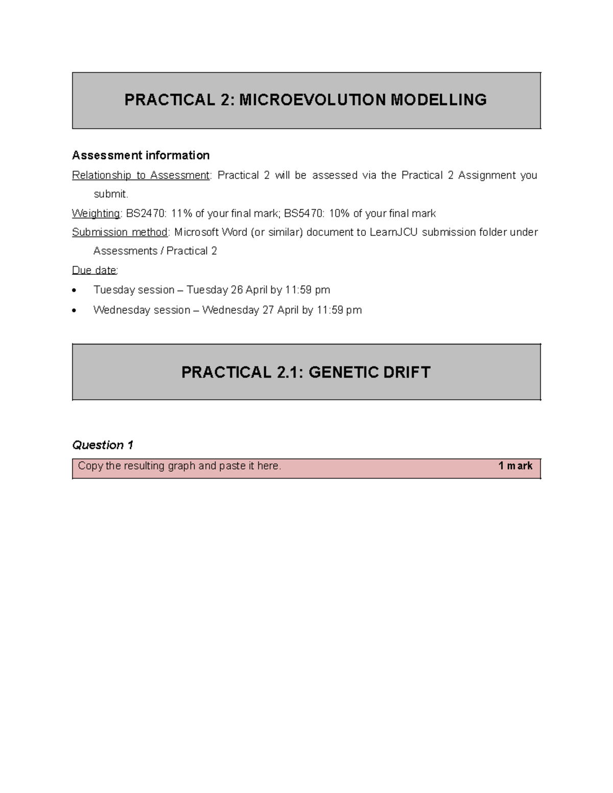 Microevolution modelling - PRACTICAL 2: MICROEVOLUTION MODELLING ...