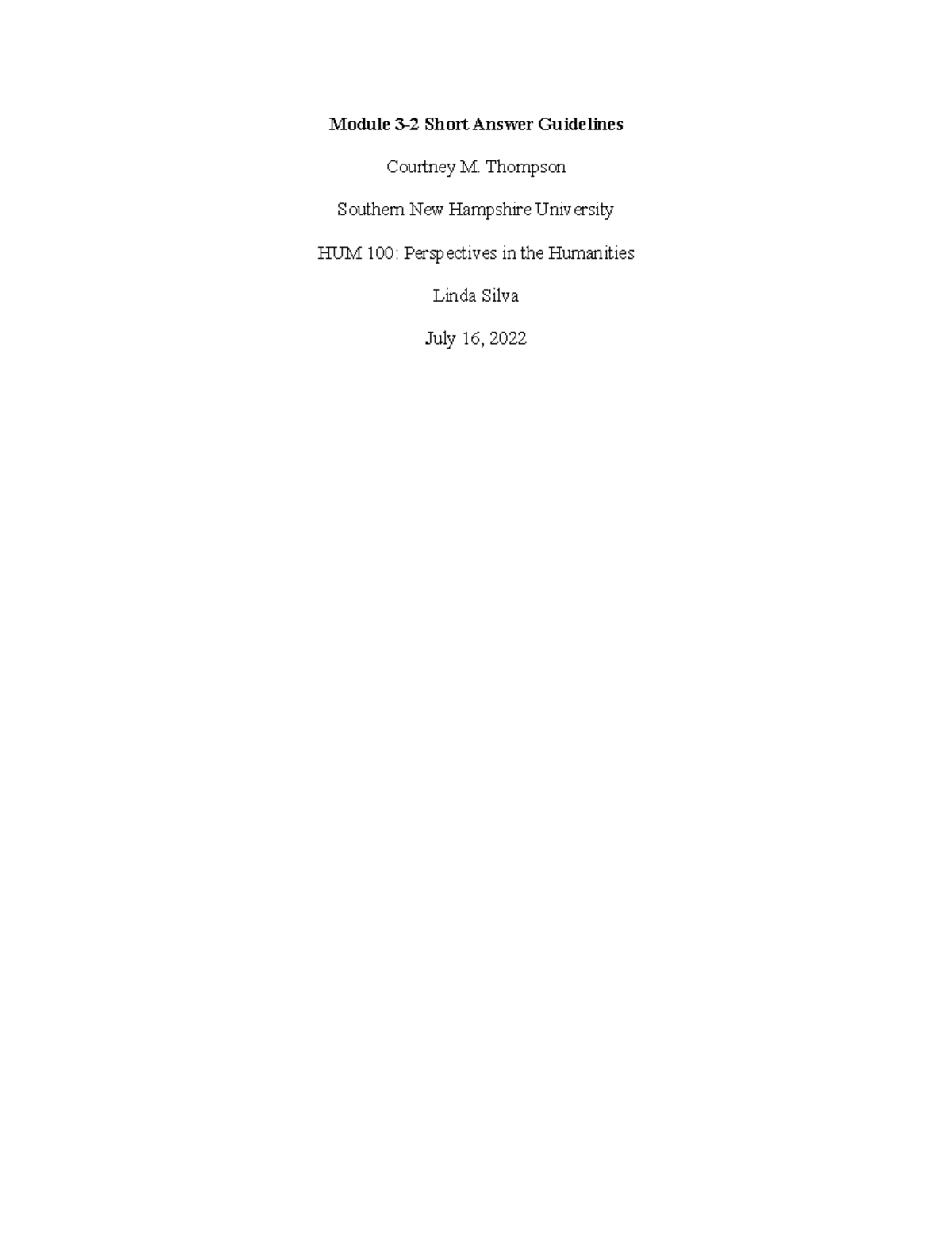 Module 3-2 Short Answer Guidelines - Module 3-2 Short Answer Guidelines ...