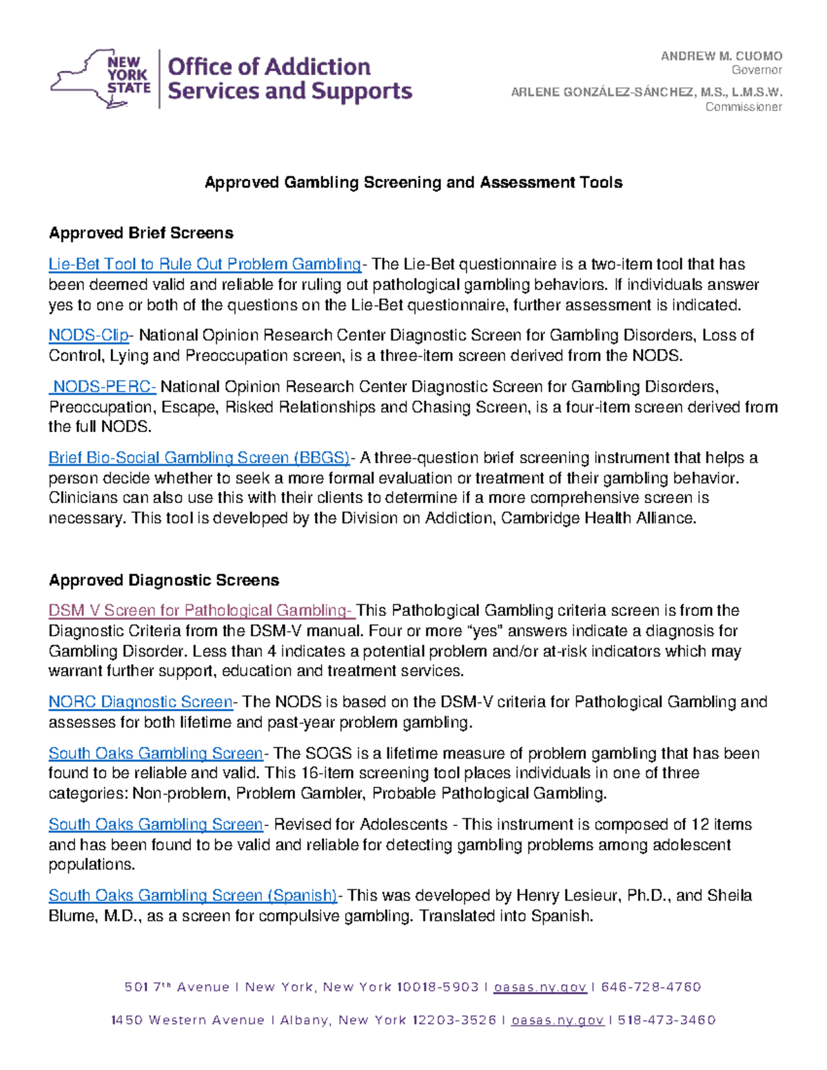 Approved gambling screening and assessment tools - M A Psychology - Studocu