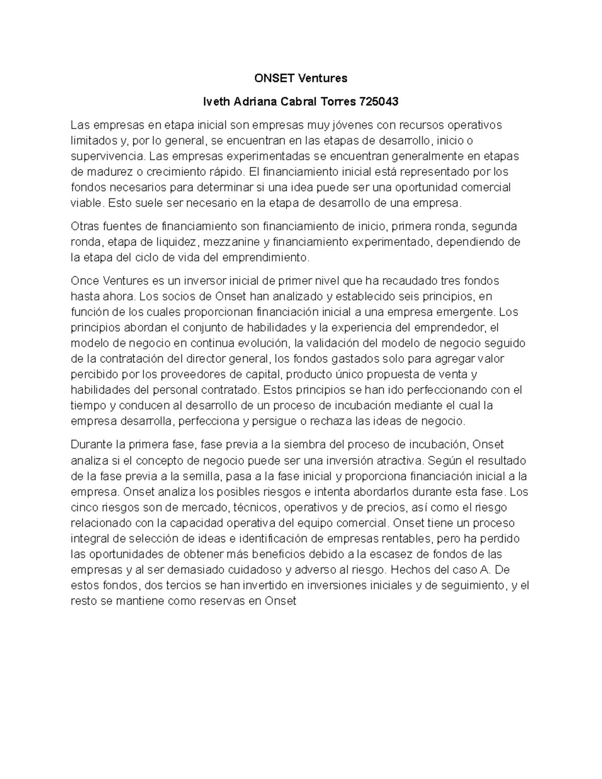 Onset Ventures - good - Evaluación Económica De Proyectos - UANL - Studocu