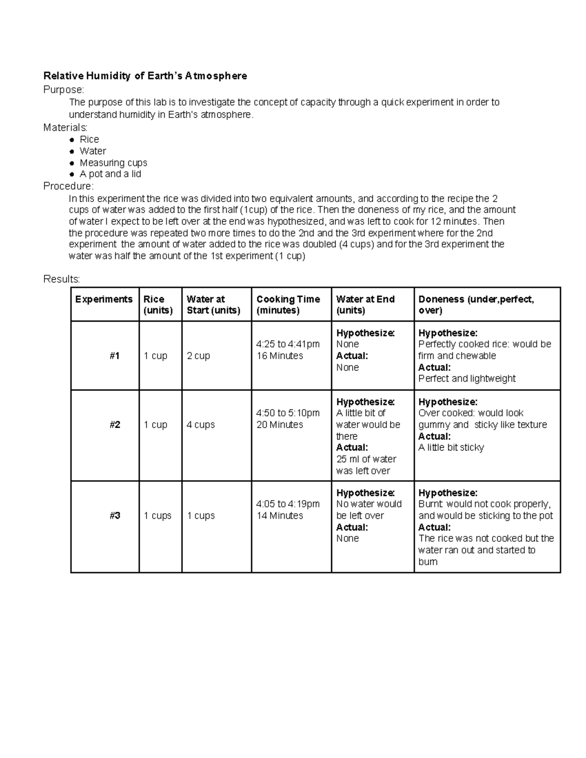 Lab 2 -Relative Humidity of Earth’s Atmosphere-4 - Relative Humidity of ...
