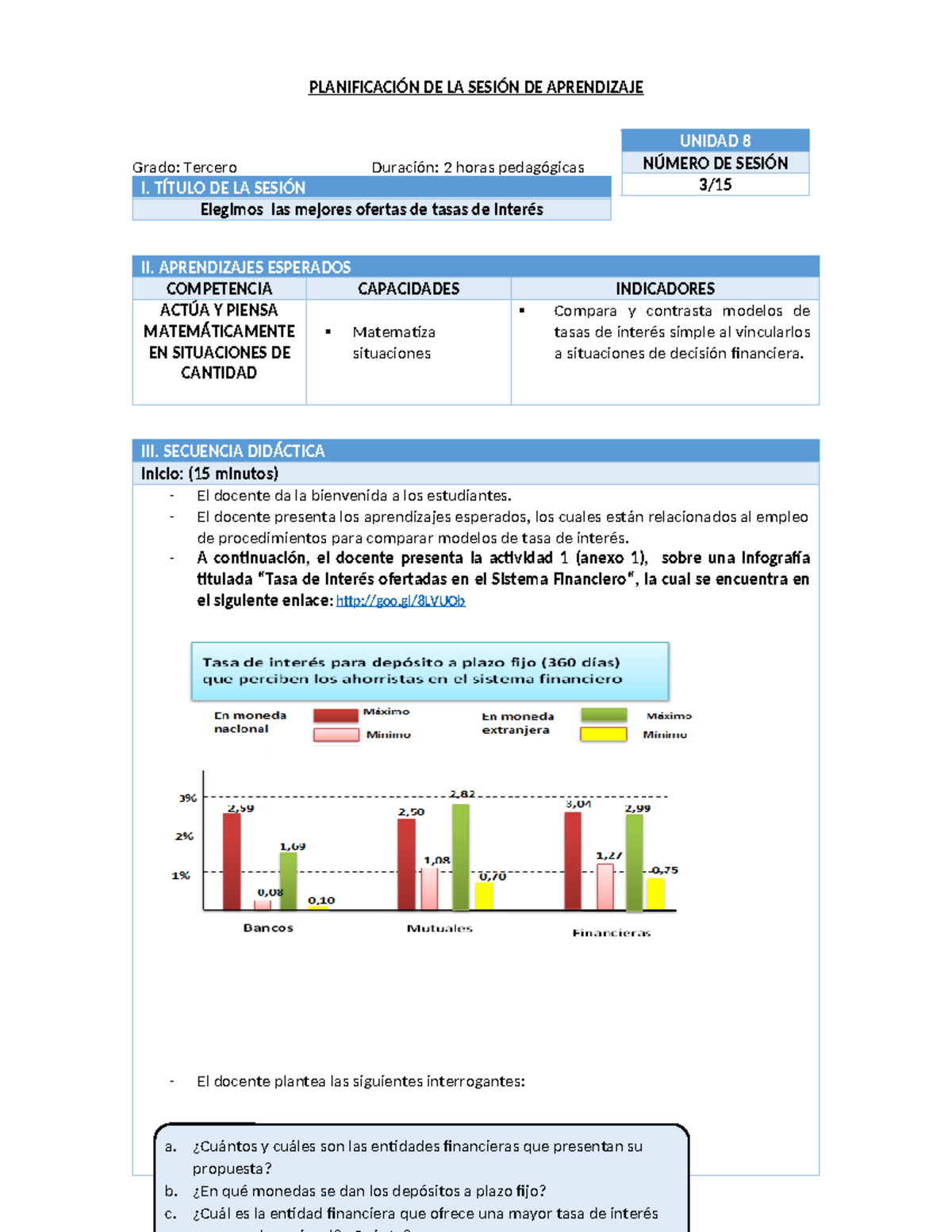 MAT3 U8 Sesión 03 - Unidad - PLANIFICACIÓN DE LA SESIÓN DE APRENDIZAJE ...