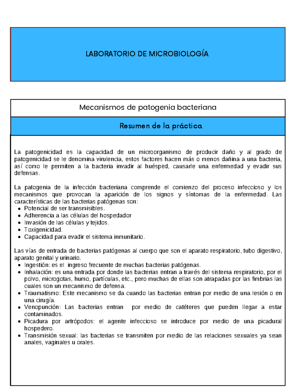 Mecanismos de patogenia bacteriana - Potencial de ser transmisibles ...