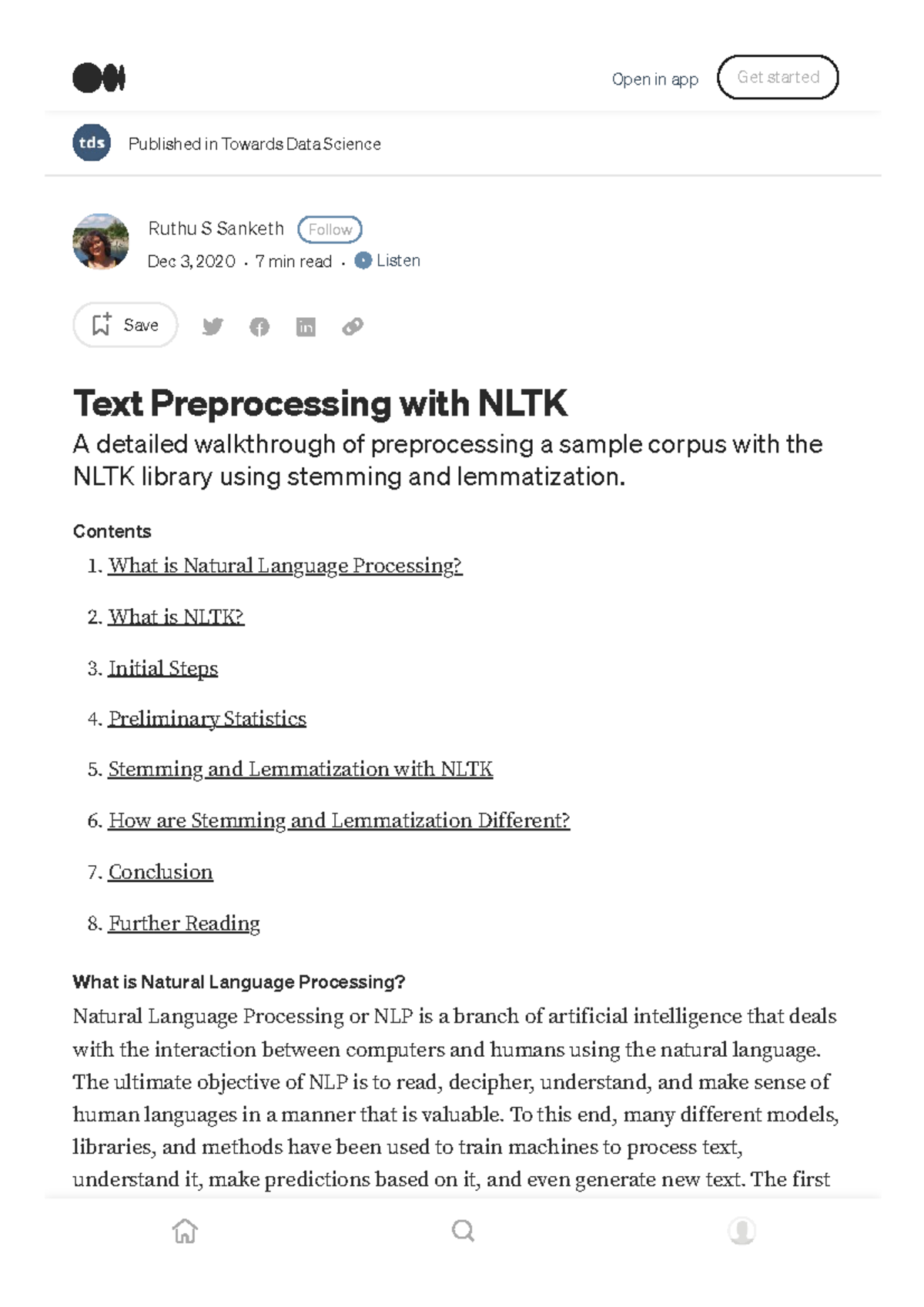 Text Preprocessing With Nltk A Detailed Walkthrough Of Preprocessing By Ruthu S Sanketh