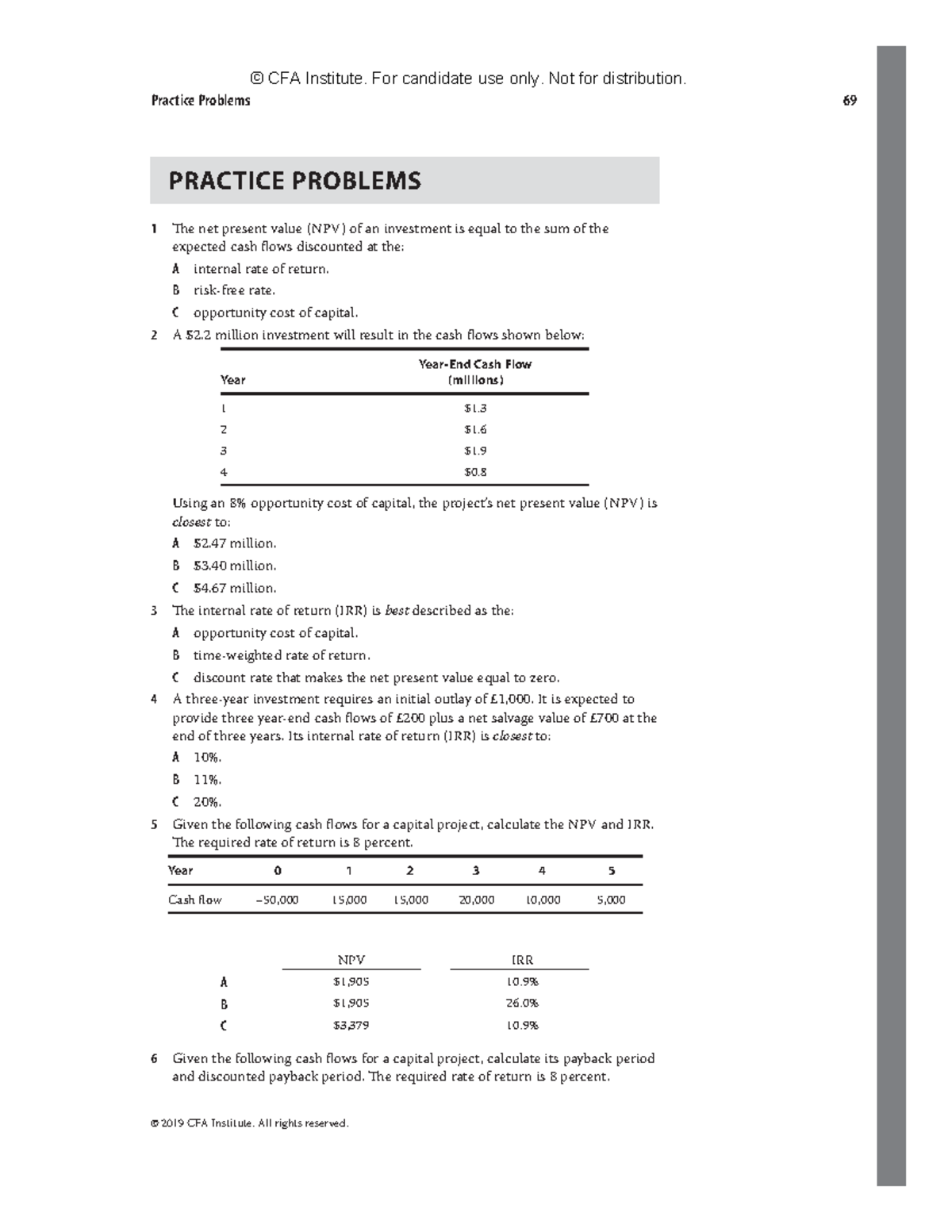 multiple type choice question - Practice Problems 69 PRACTICE PROBLEMS ...