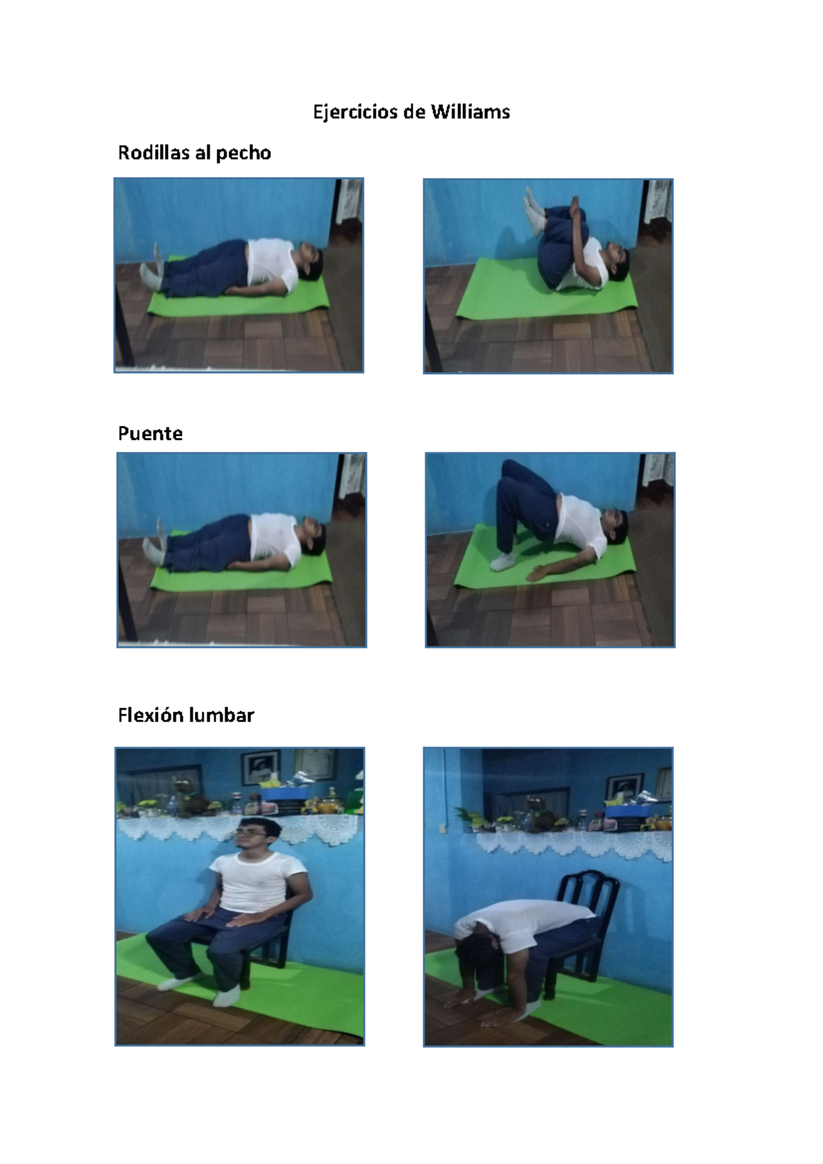 Ejercicios de Williams - Anatomía - Ejercicios de Williams Rodillas al pecho Puente Fle Flexión ...