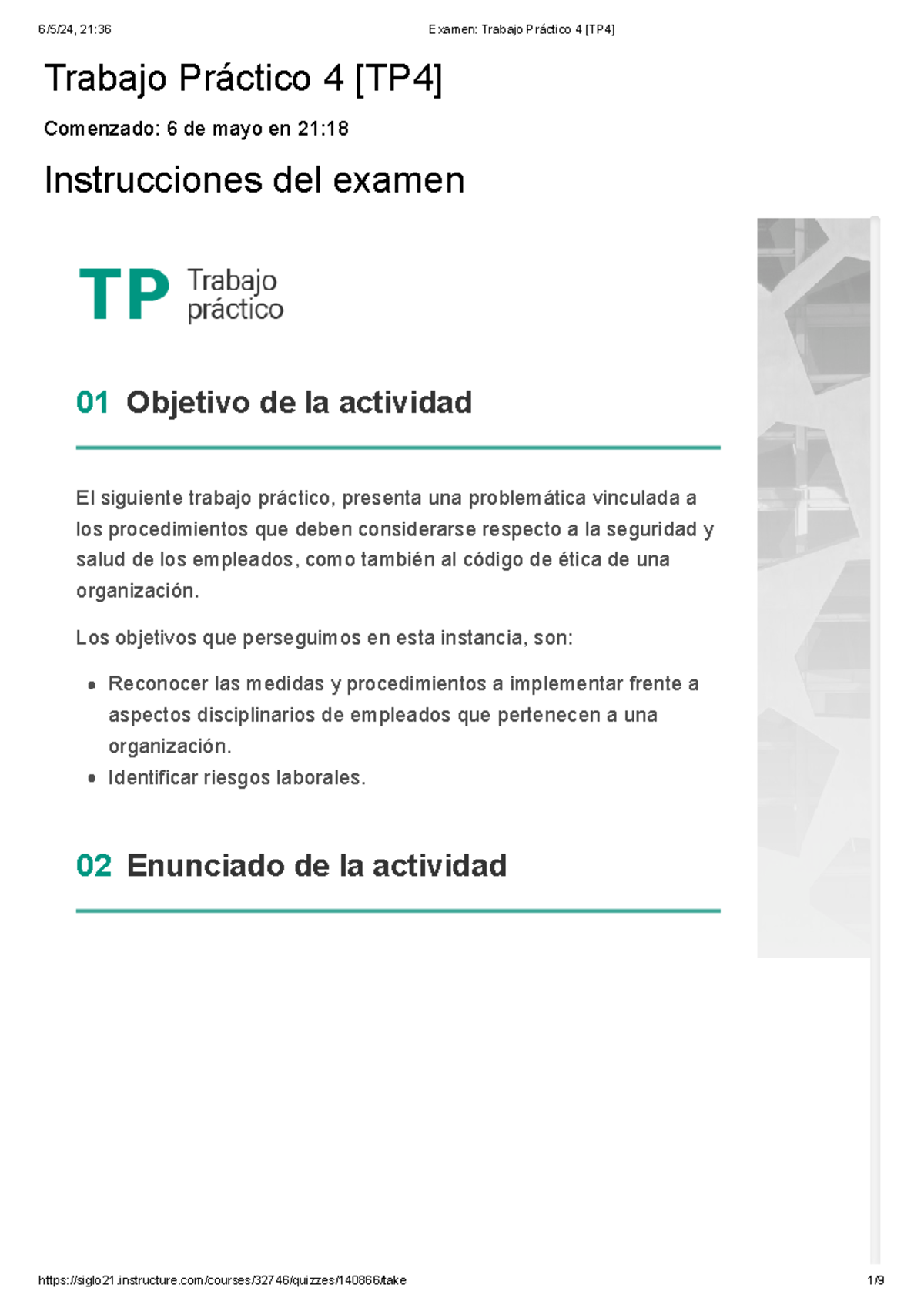 Examen Trabajo Práctico 4 [TP4]Administracion de recursos humanos 85% - Trabajo Práctico 4 [TP4 ...