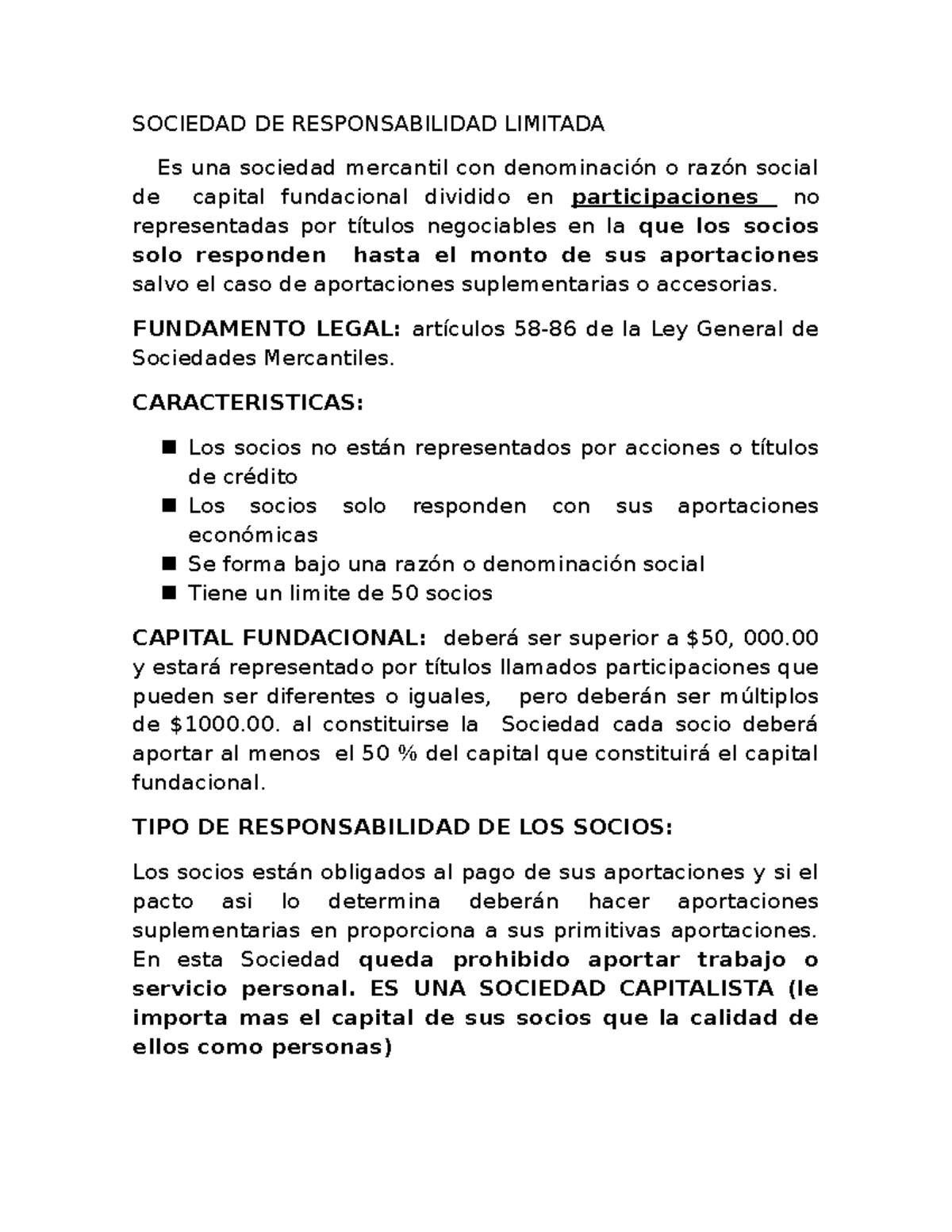 Sociedad DE Responsabilidad Limitada - SOCIEDAD DE RESPONSABILIDAD LIMITADA Es una sociedad ...