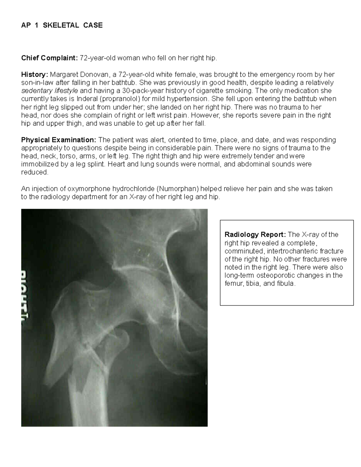 AP 1 Skeletal CASE - AP 1 SKELETAL CASE Chief - Studocu