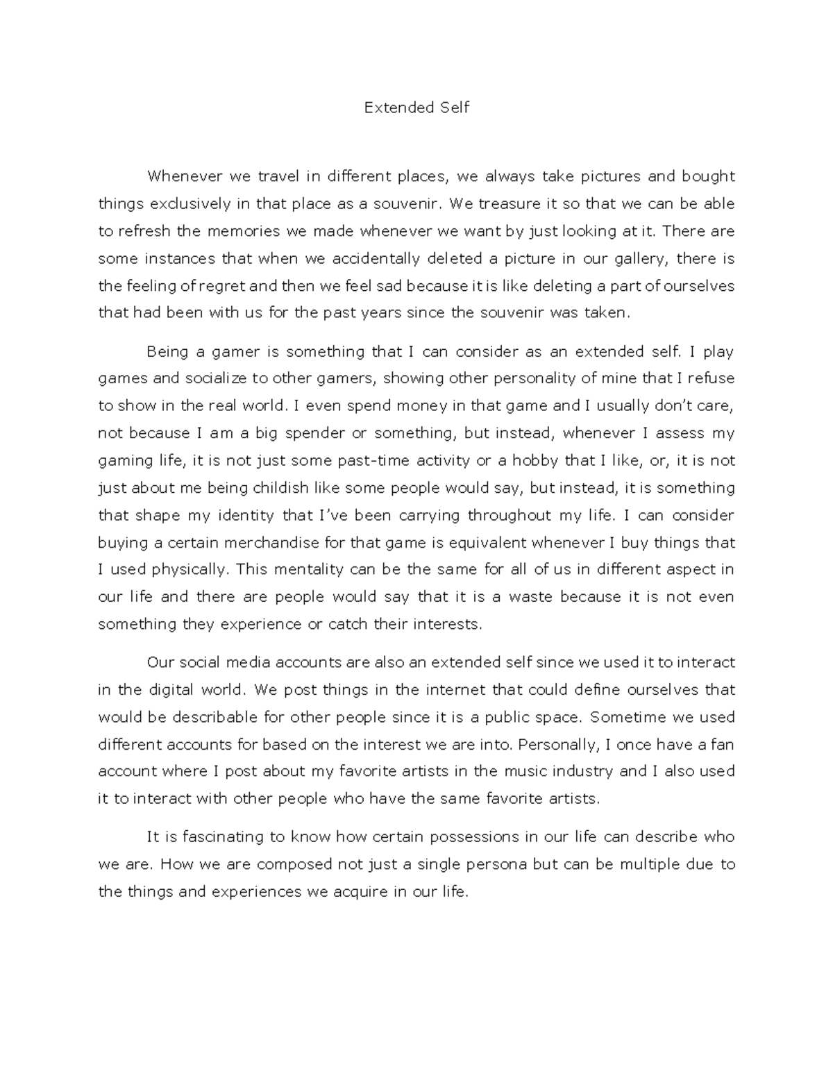 03 homework 1 - Defining Extended Self, Gendered Self, Sexualized ...