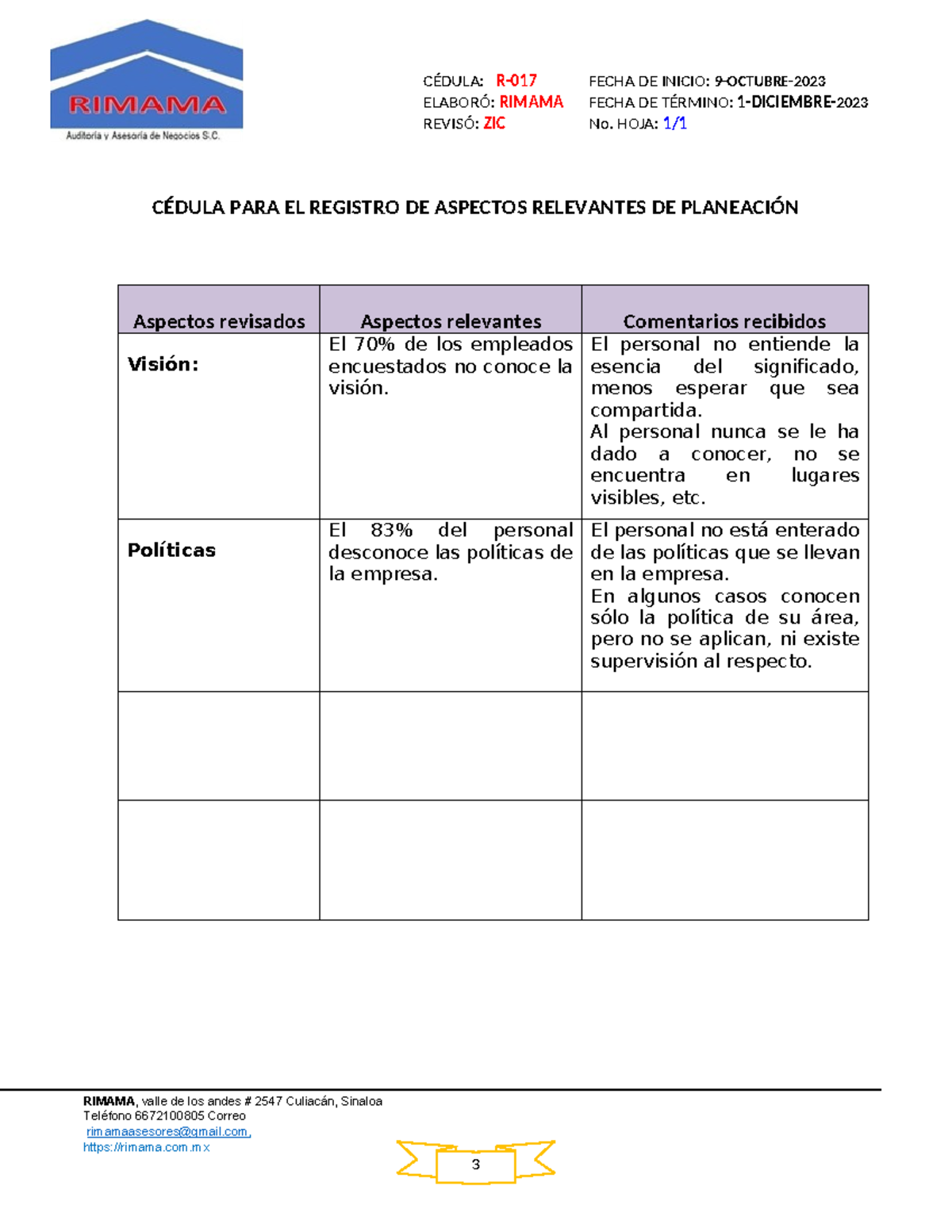 Ejemplo CÉ Dulas DE Aspectos Relevantes - 3 CÉDULA PARA EL REGISTRO DE ...