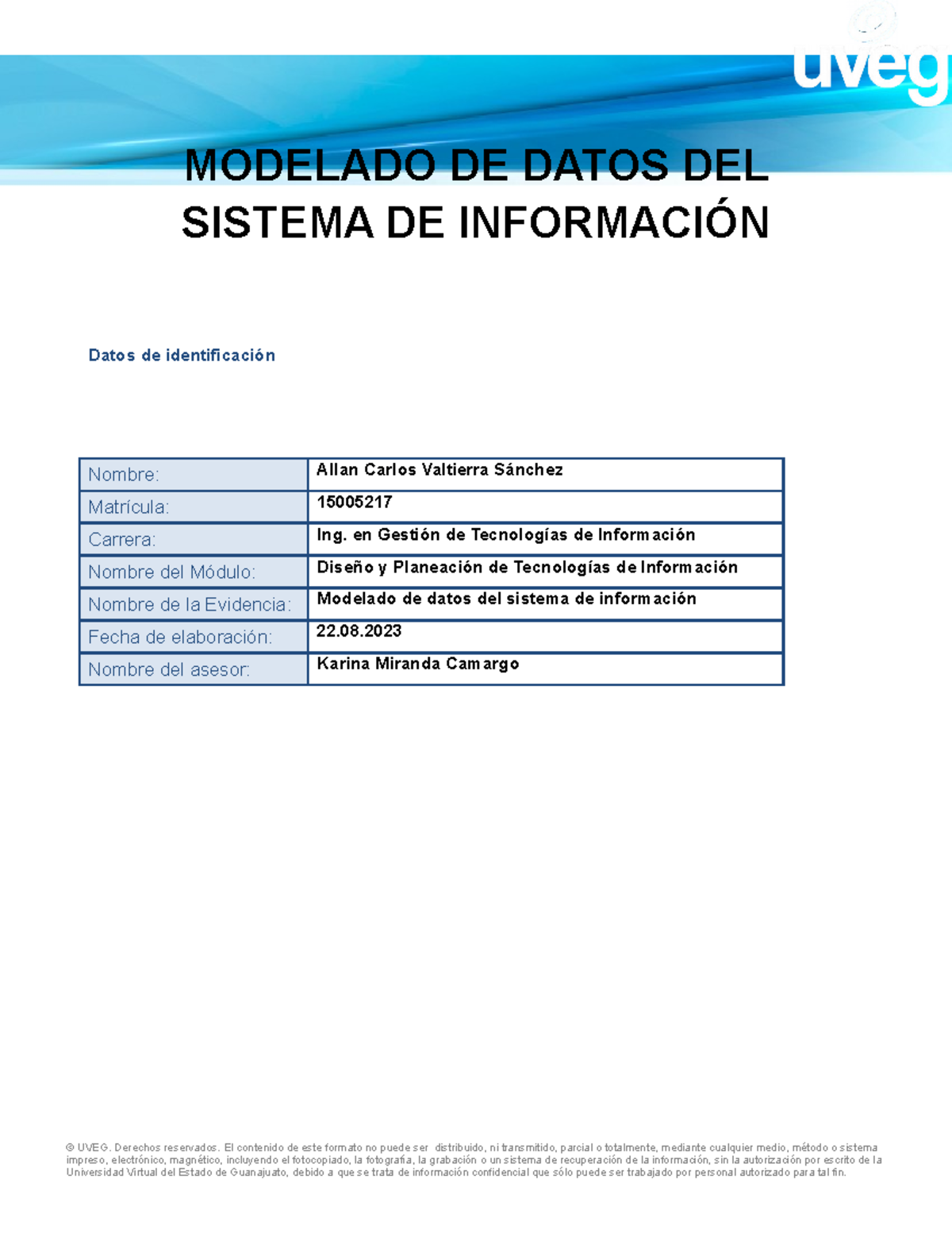 Valtierra Allan Modelado - MODELADO DE DATOS DEL SISTEMA DE INFORMACIÓN ...