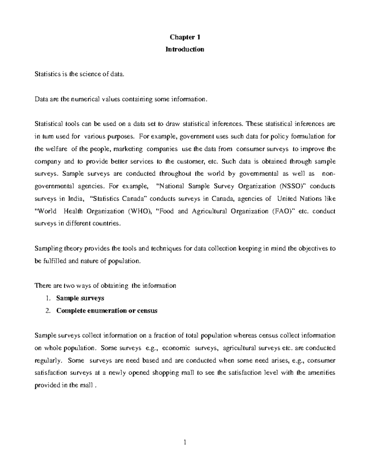Chapter 1-sampling-introduction - Chapter 1 Introduction Statistics is the science of data. Data ...
