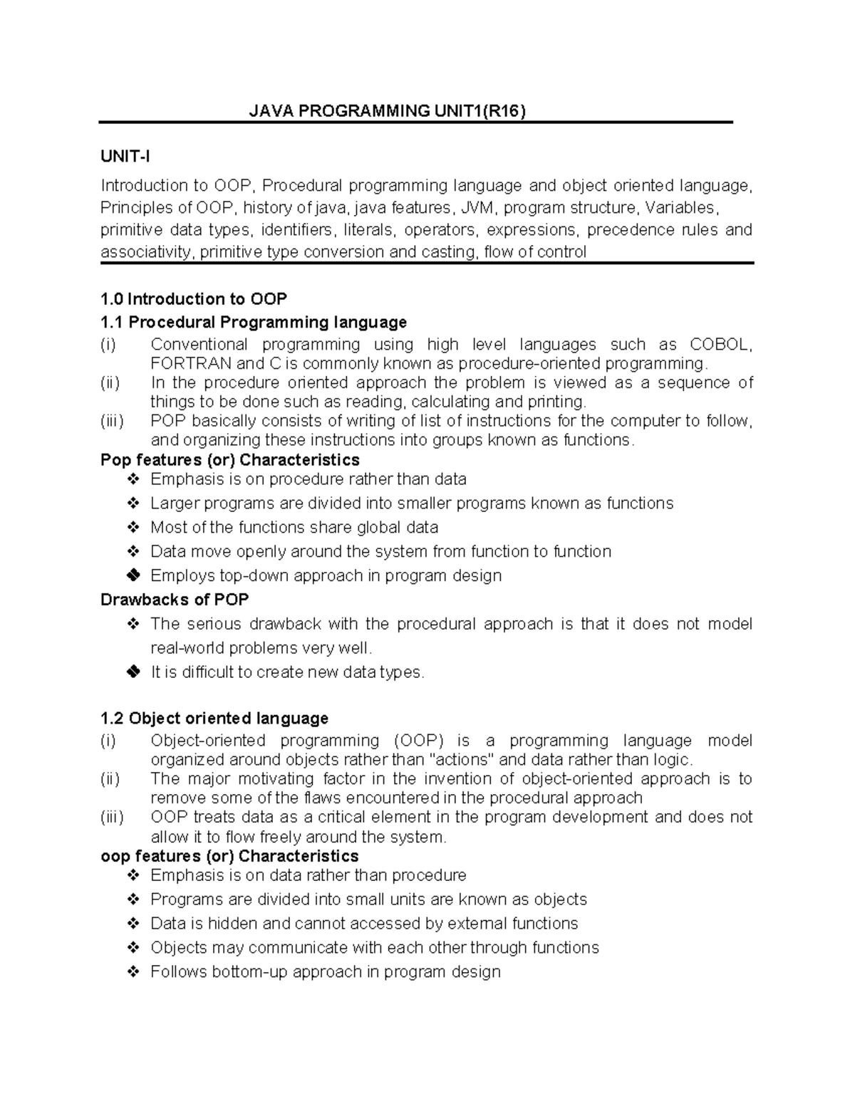 R20 Object Orientied Programming Through Java Java Programming Unit1 0237