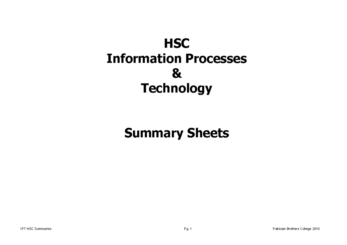 Vdocuments - IPT HSC SUMMARY - HSC Information Processes & Technology ...