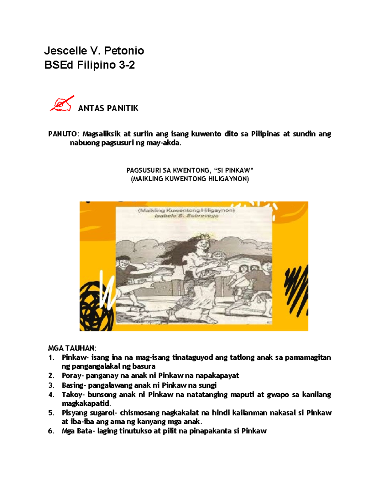Pdfcoffee - suri - Jescelle V. Petonio BSEd Filipino 3- ANTAS PANITIK ...