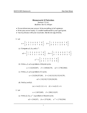 Homework Solution 5 - Let α= [ 1 2 3 4 5 6 2 1 3 5 4 6 ] andβ= [ 1 2 3 ...