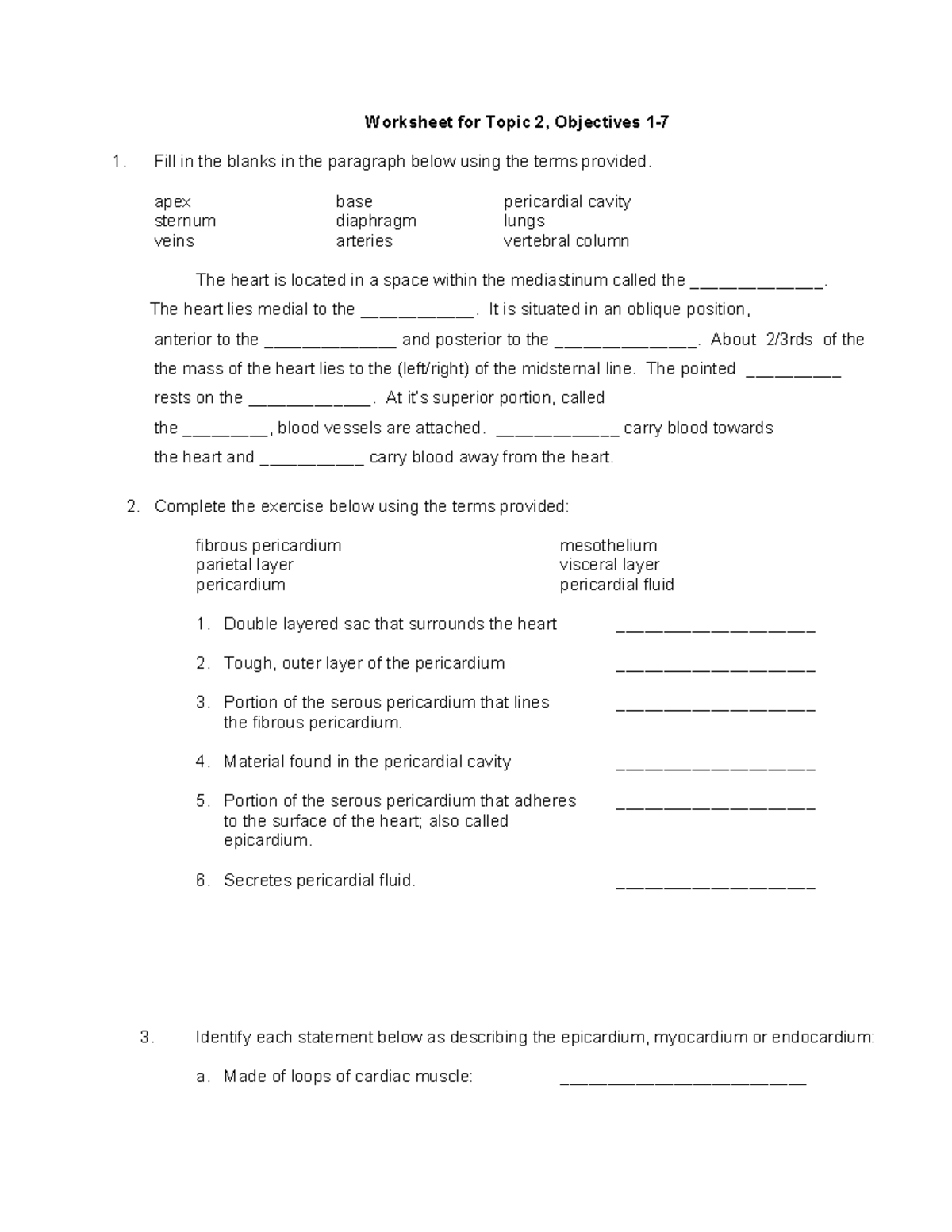 Worksheet for Topic 2 Obj 1-7 - Worksheet for Topic 2, Objectives 1- 1 ...